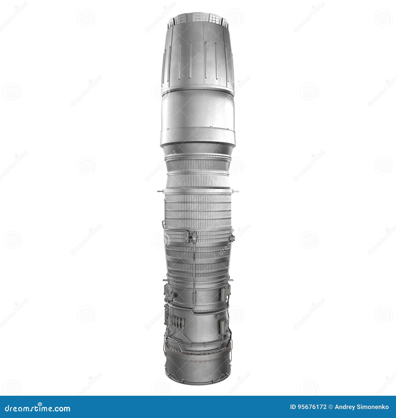 Jet Turbofan Engine on White. Top View. 3D Illustration Stock ...