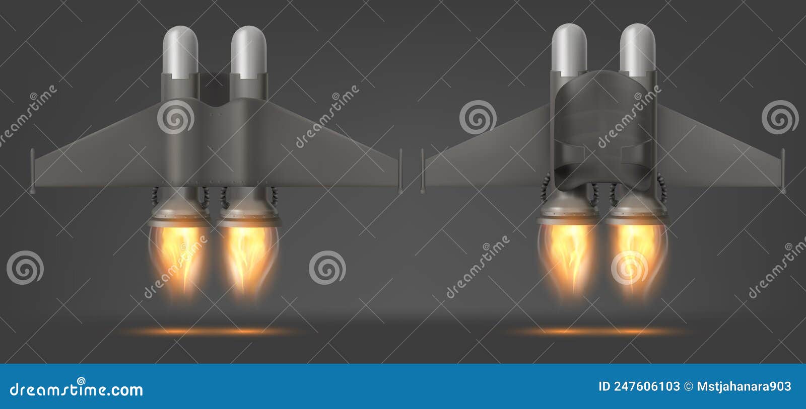 Jetpack with Fire Top and Bottom View Isolated Stock Vector ...