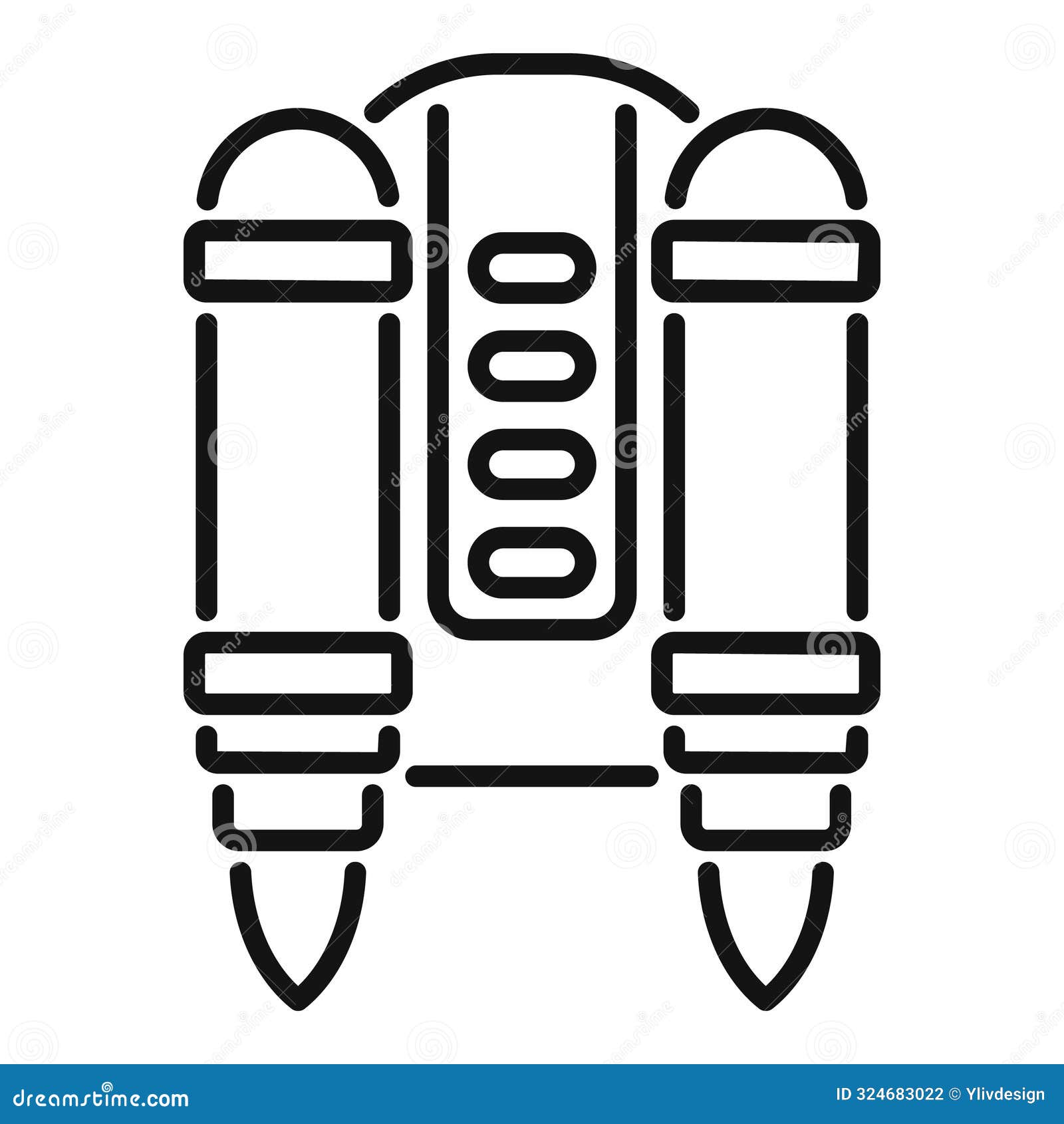 Jetpack Launching Fire Flame Futuristic Device For Flying Front Side ...