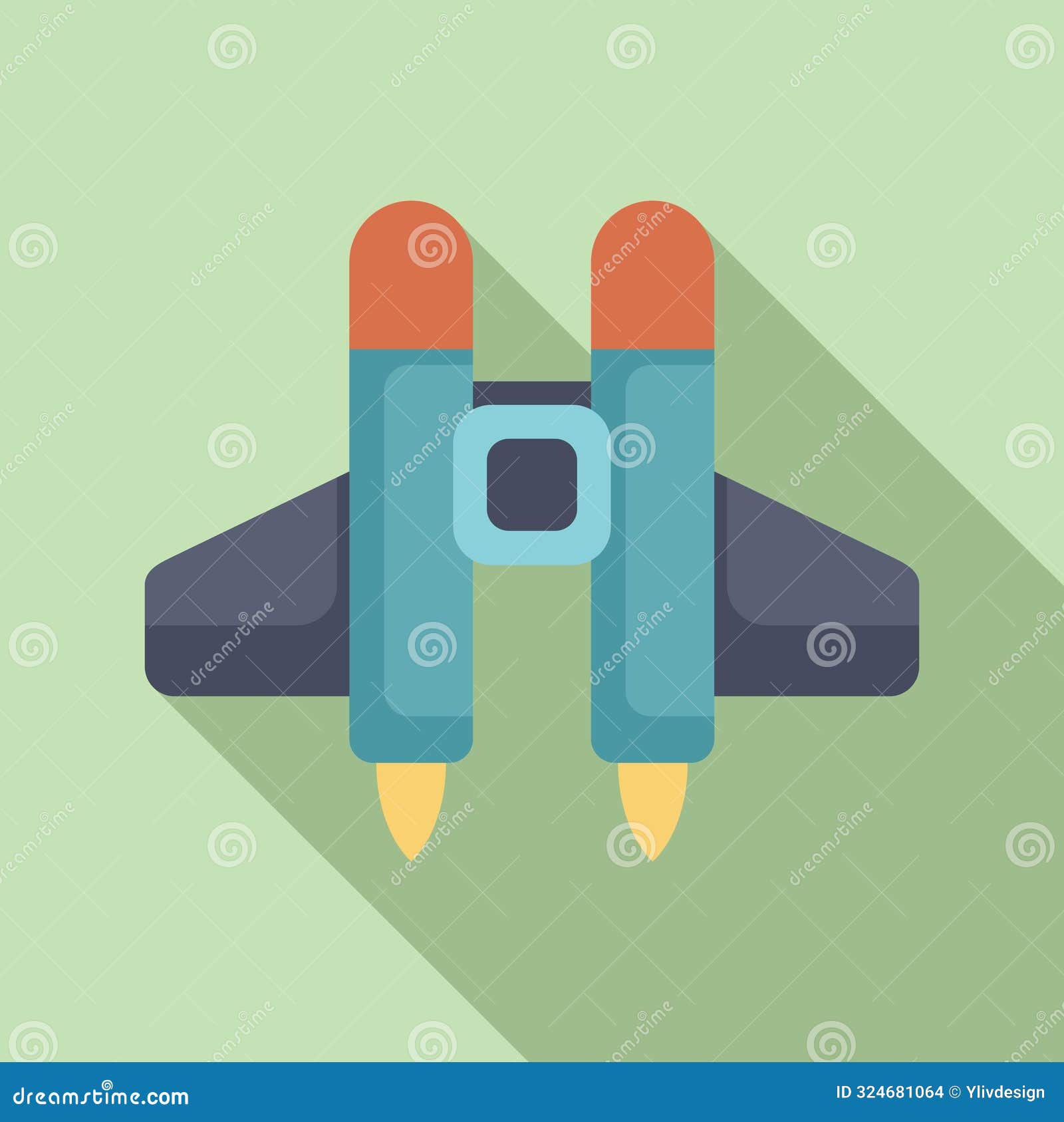 Jetpack Launching Fire Flame Futuristic Device For Flying Front Side ...