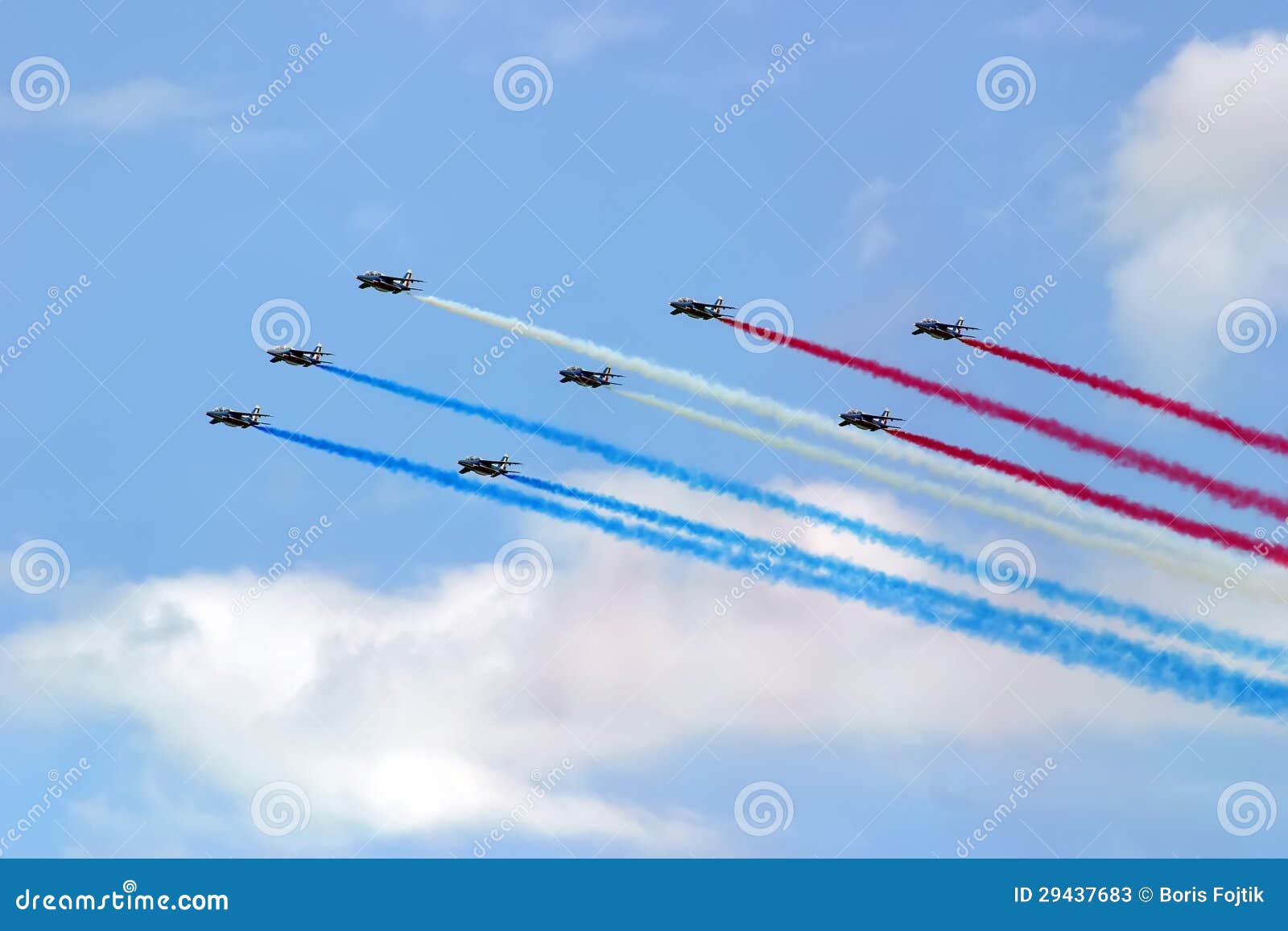 Jets Formation with Color Smoke Stock Image - Image of machine ...