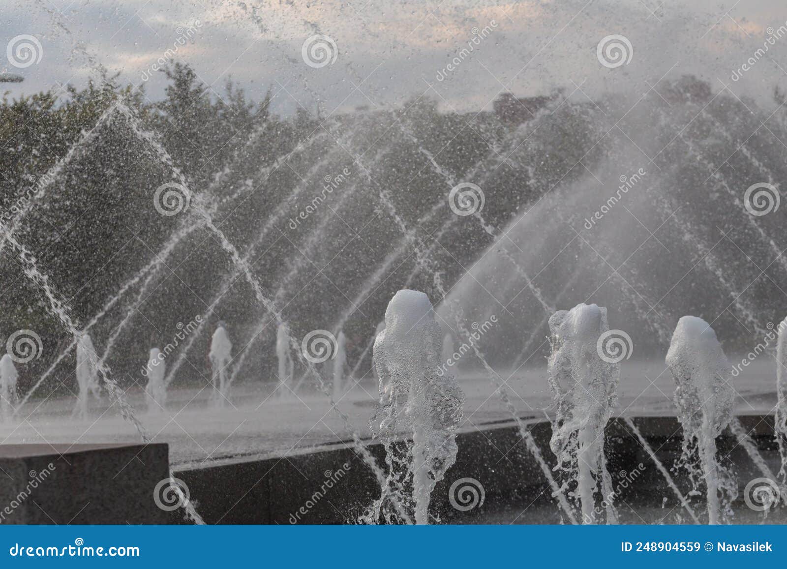 Jets of Water Splash in the Fountain in Different Directions Stock ...