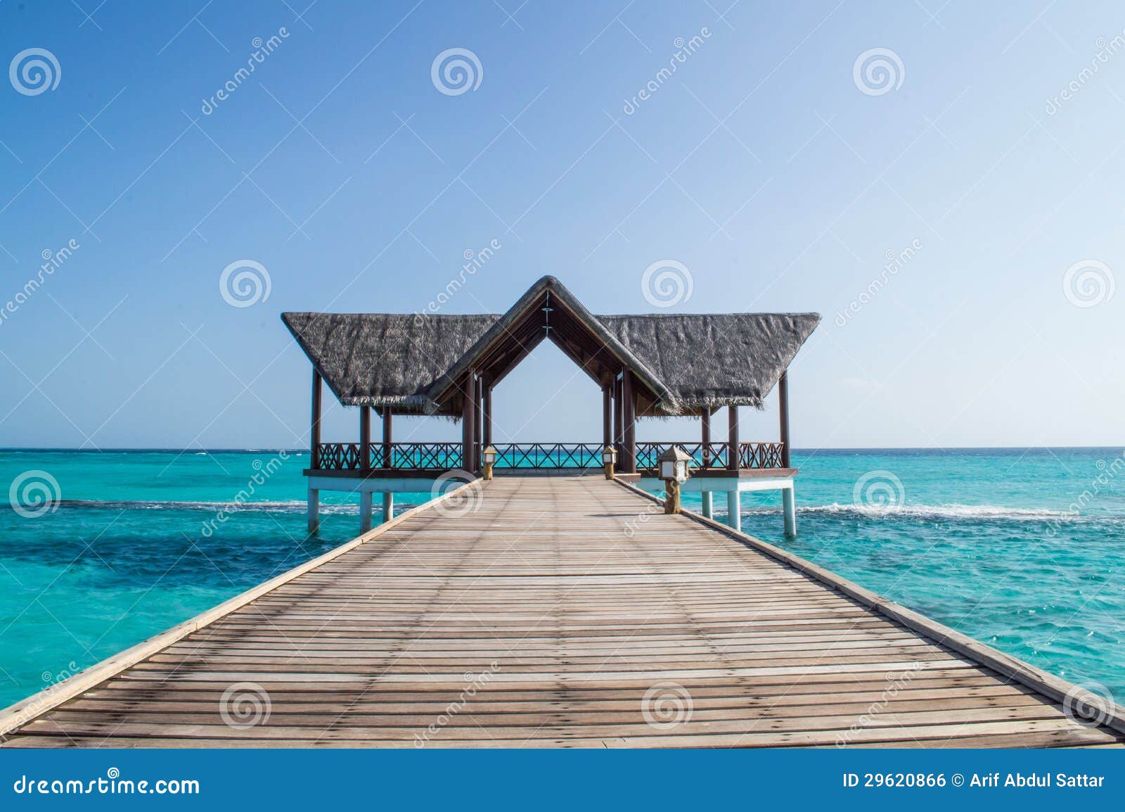Jetty with Beach Hut stock photo. Image of caribbean - 29620866