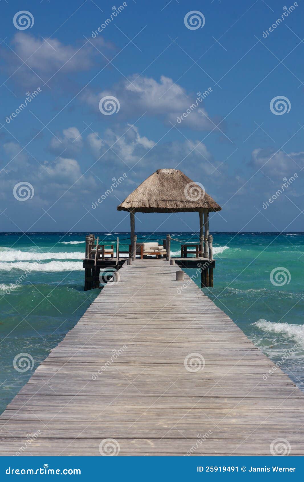 Jetty with Beach Hut at Perfect Caribbean Beach Stock Image - Image of ...