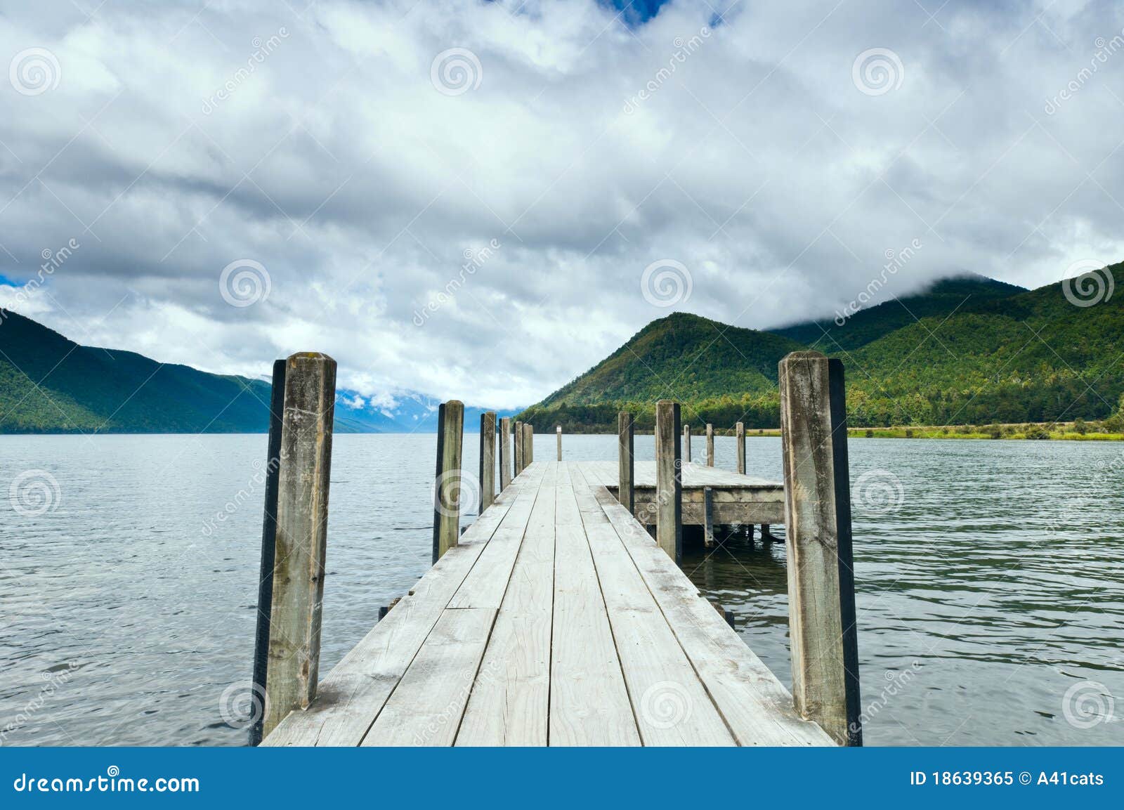 Jetty of a beautiful lake stock image. Image of reflection - 18639365