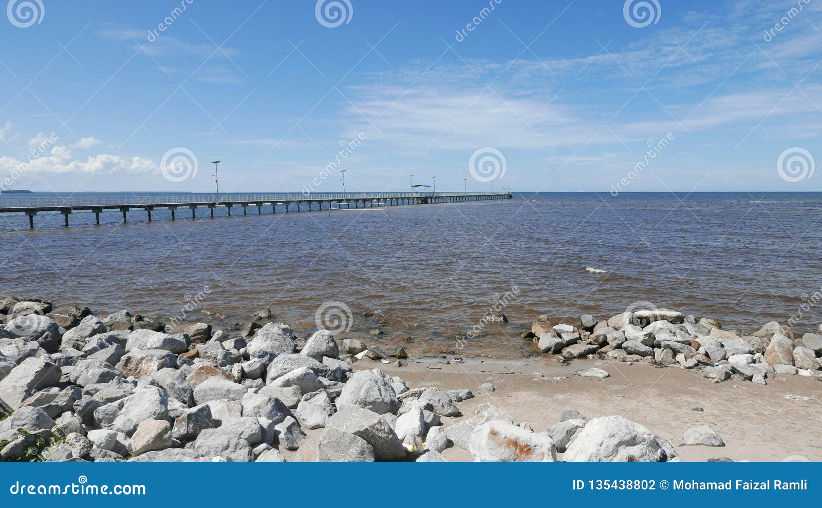 Jetty with LED Street Light with Solar Cell. Stock Photo - Image of ...