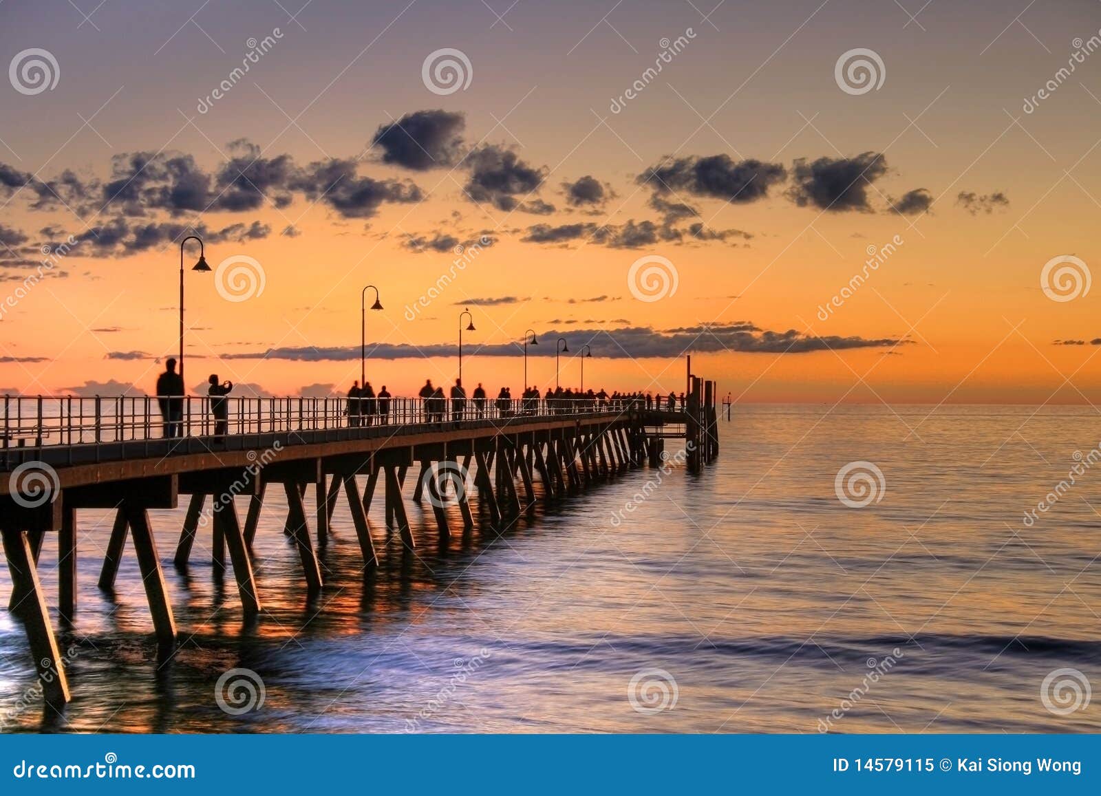 Jetty with People Silhouette during Sunset Stock Image - Image of wave ...