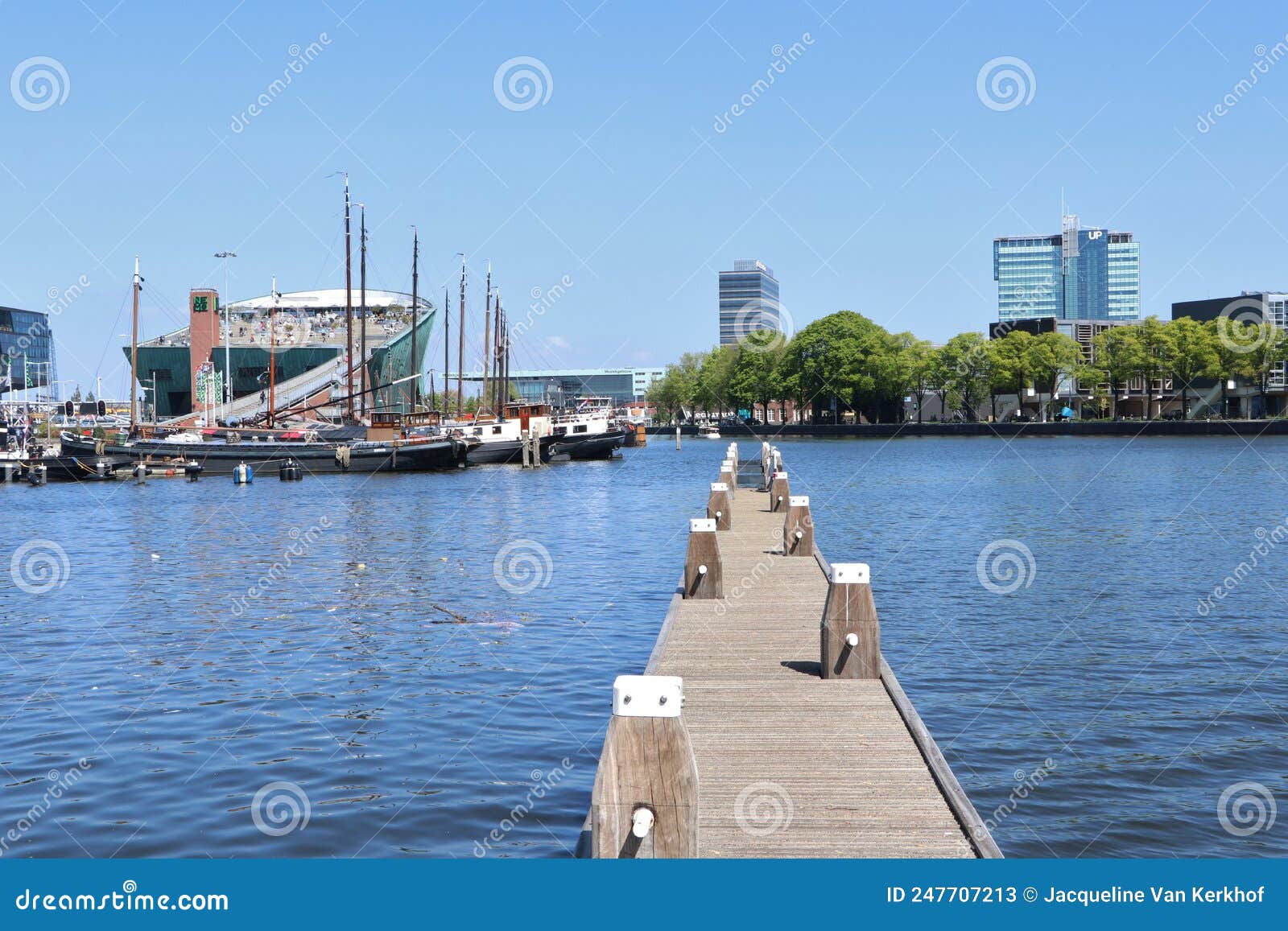 Jetty river Amsterdam editorial stock photo. Image of pier - 247707213