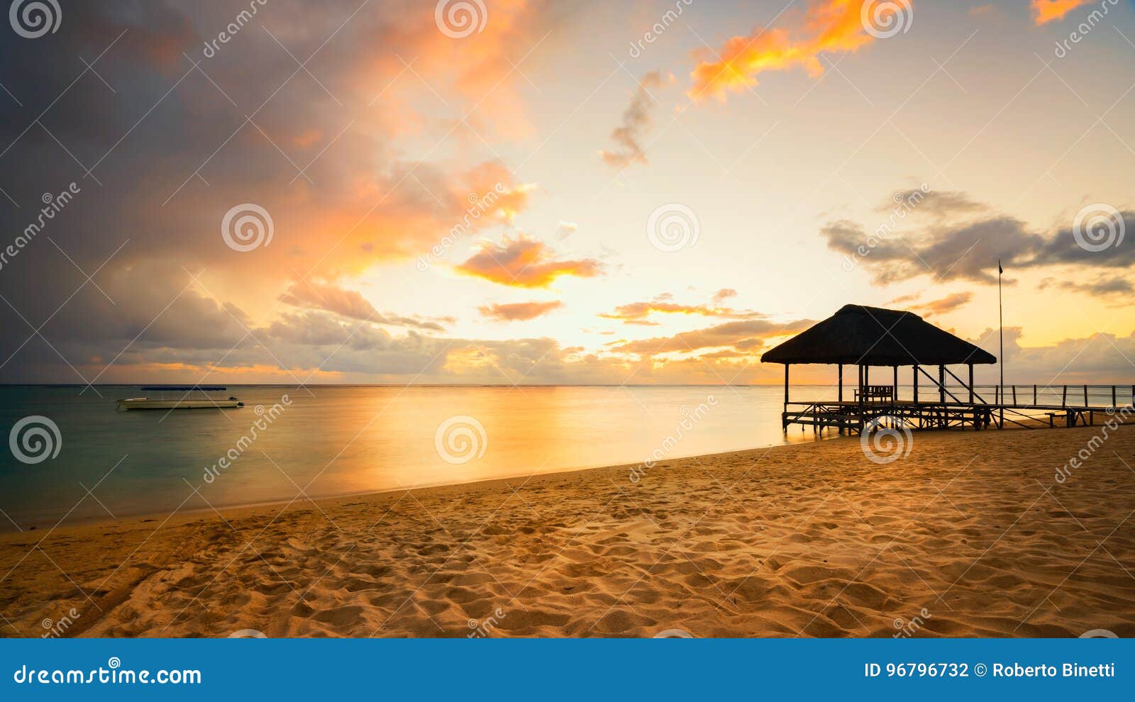 Jetty Silhouette at Sunset in Mauritius Stock Photo - Image of nature ...