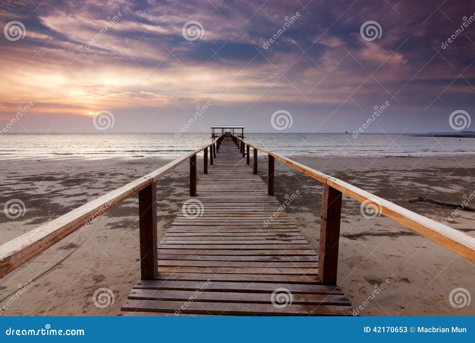 Jetty and Sunset at a Beach in Sabah, Malaysia Stock Image - Image of ...
