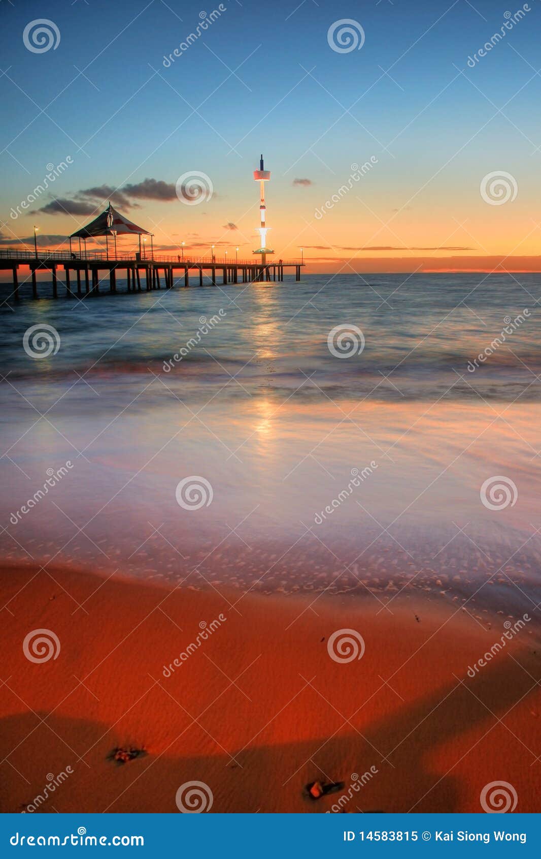 Jetty at Sunset with Beacon Stock Image - Image of pier, south: 14583815