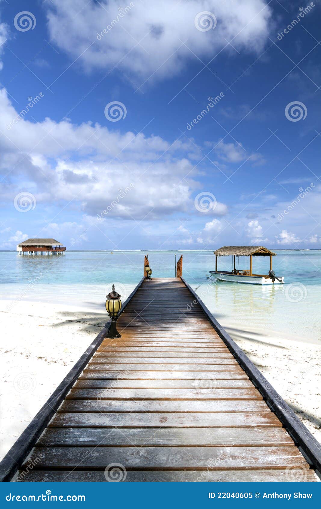 Jetty to water villa stock image. Image of alone, ocean - 22040605
