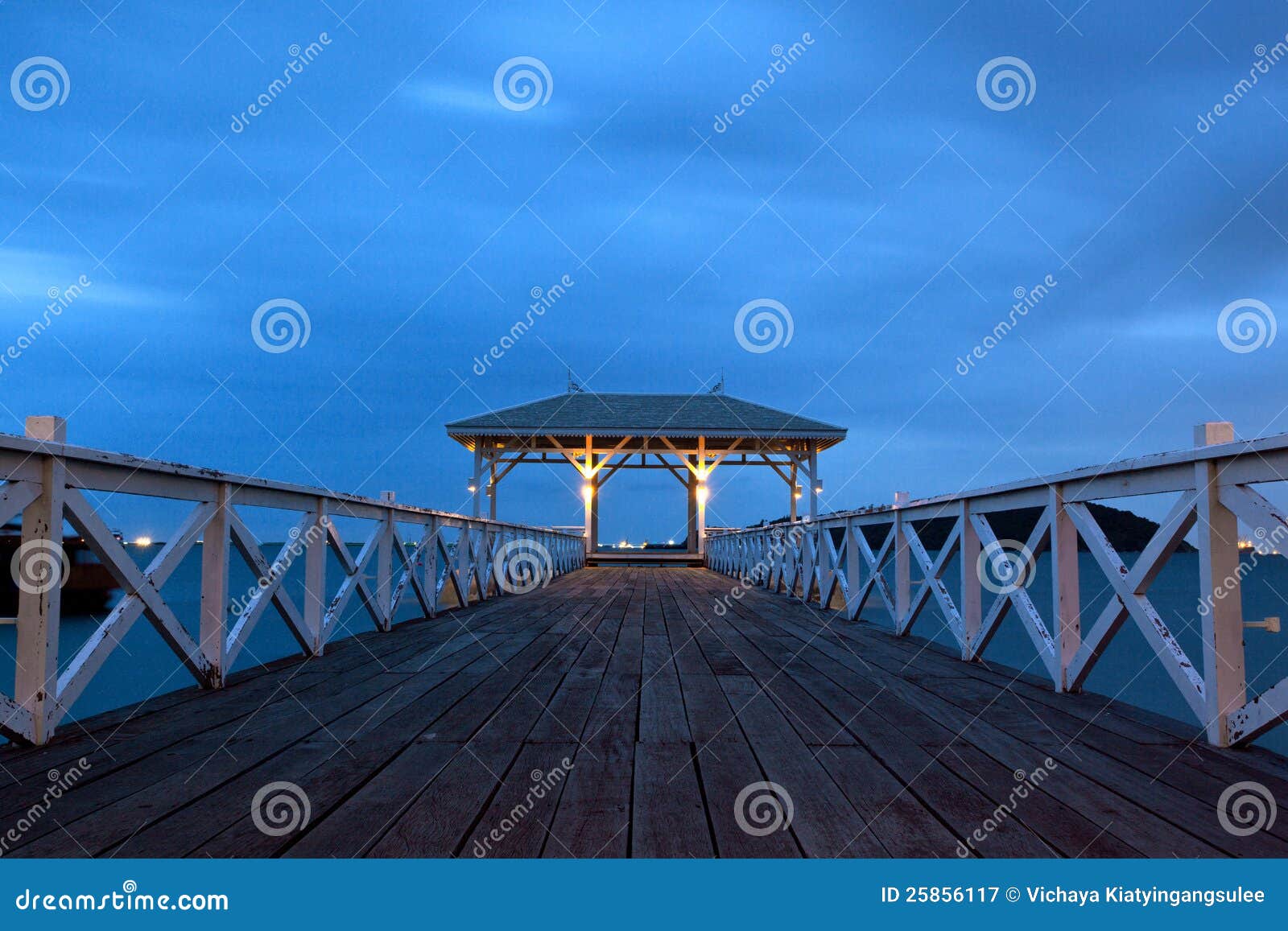 Jetty Walkway with Pavilion Stock Image - Image of grey, empty: 25856117
