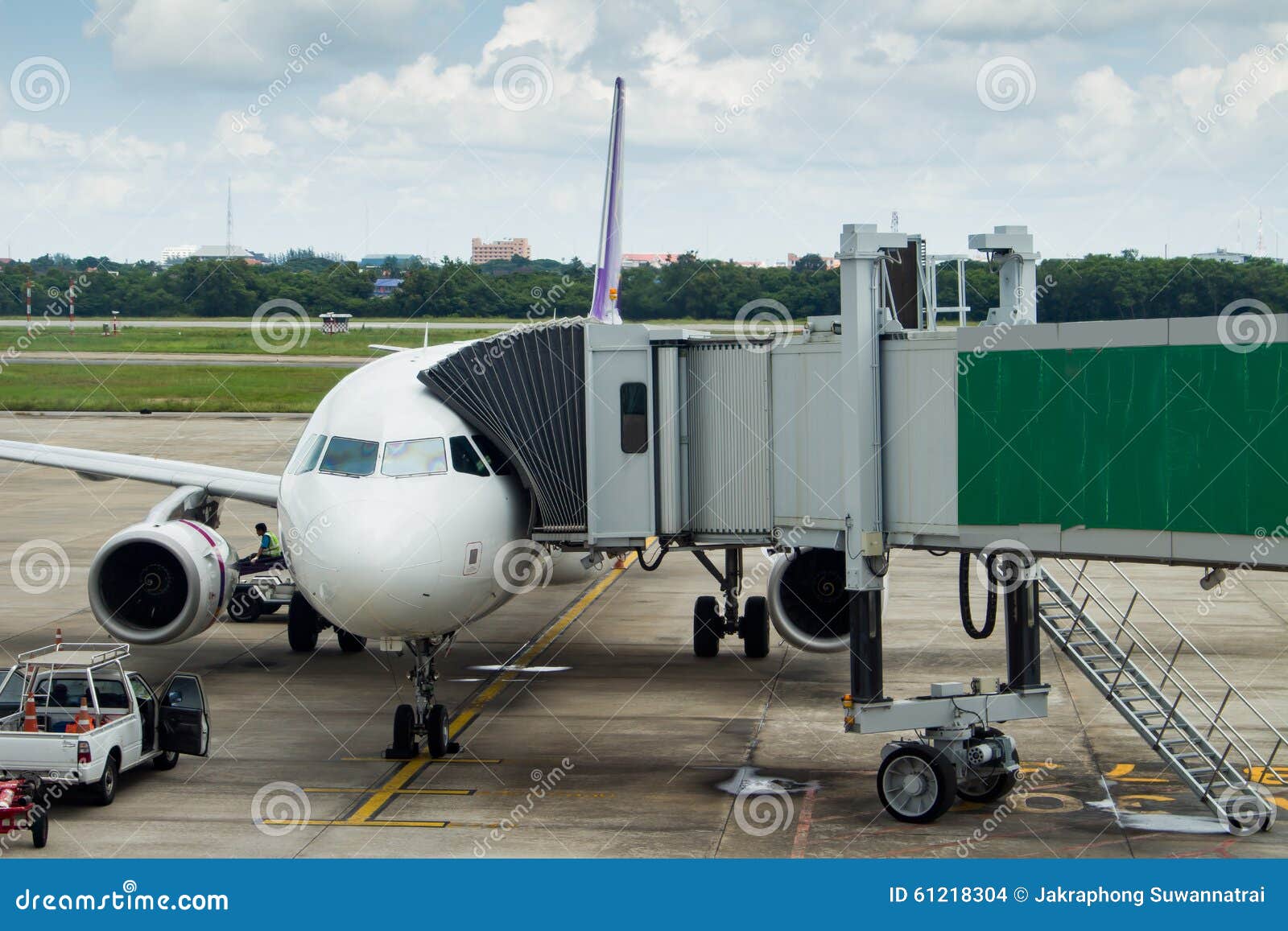 Jetway To a Plane in Airport Stock Photo - Image of plane, bridge: 61218304