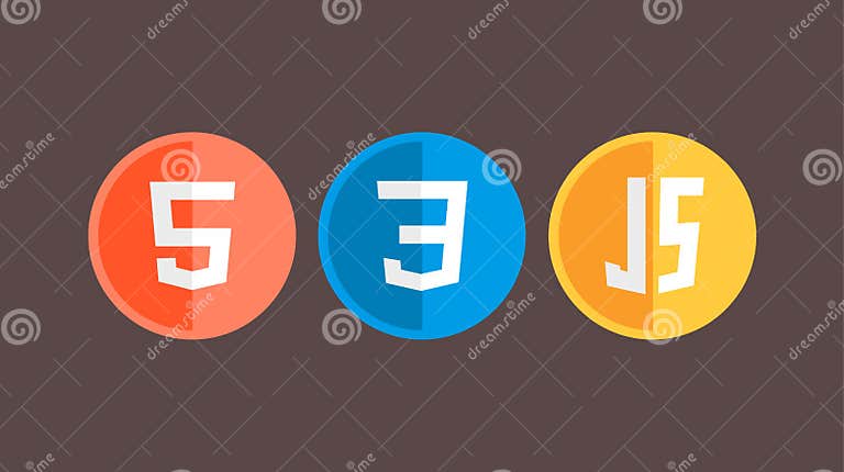 Jeu Dicônes Css3 Js Html5 Symbole De Développement Web Jeu Dicônes Html Css Et Javascript