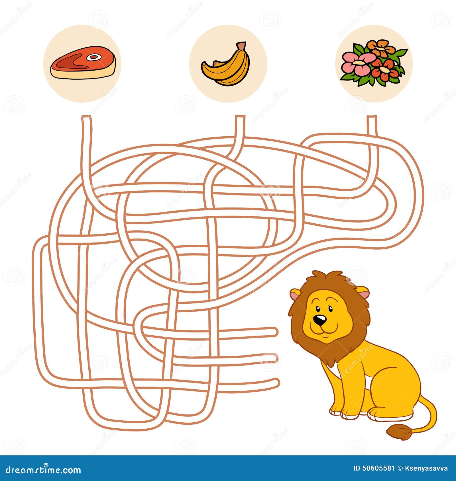 Jeu de labyrinthe (lion) illustration de vecteur. Illustration du ...