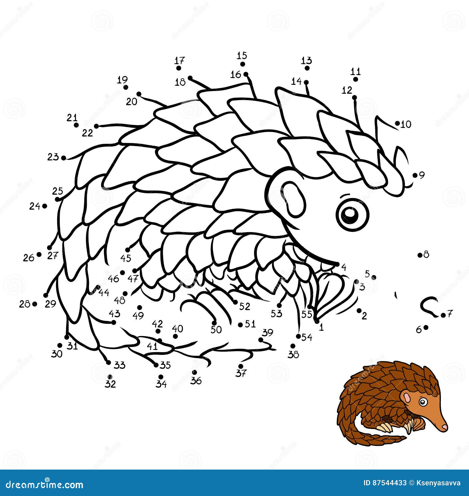 Jeu de nombres, Pangolin illustration de vecteur. Illustration du ...