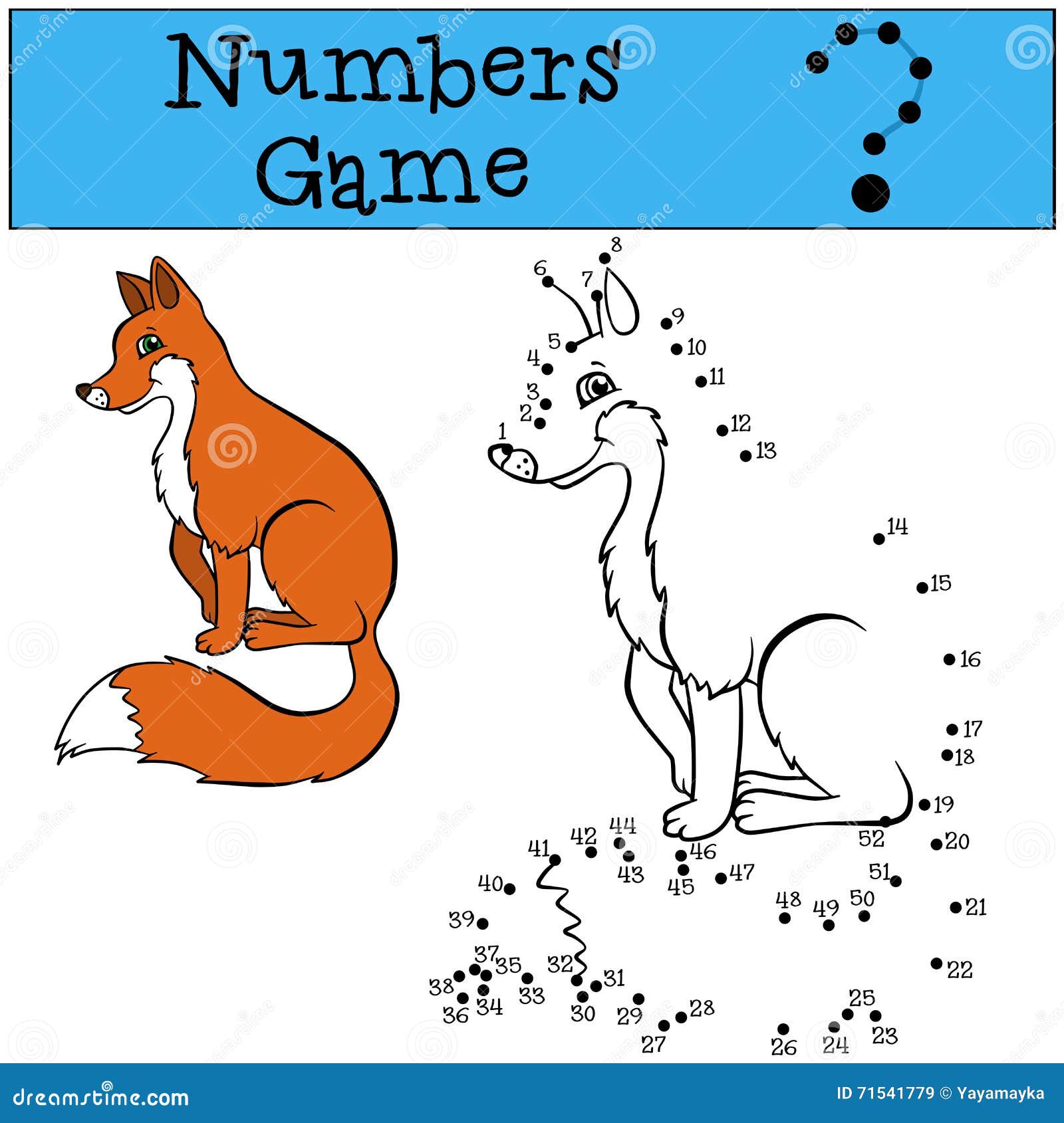 Jeu De Nombres Petit Renard Mignon Illustration de Vecteur ...