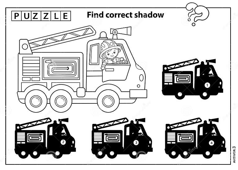 Jeu De Puzzle Pour Enfants. Trouver L'ombre Correcte. Page De Coloriage ... Jeu De Puzzle Pour Enfants. Trouver L'ombre Correcte. Page De Coloriage ...
