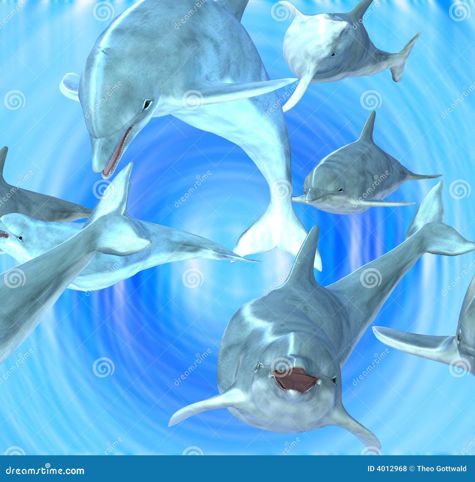 Jeu Des Dauphins Dans Un Remous. Illustration Stock - Illustration du ...