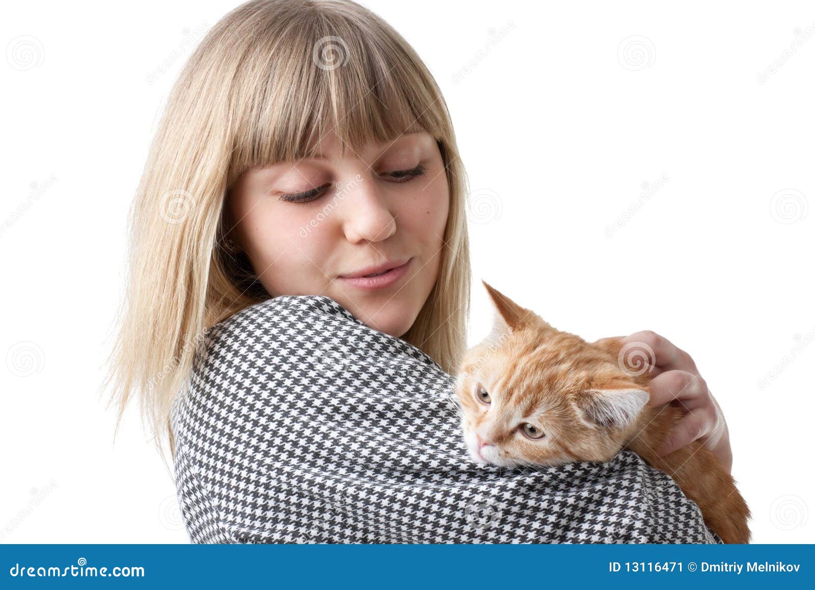 Jeune Femme Avec Un Chaton. Image stock - Image du soin, chaton: 13116471