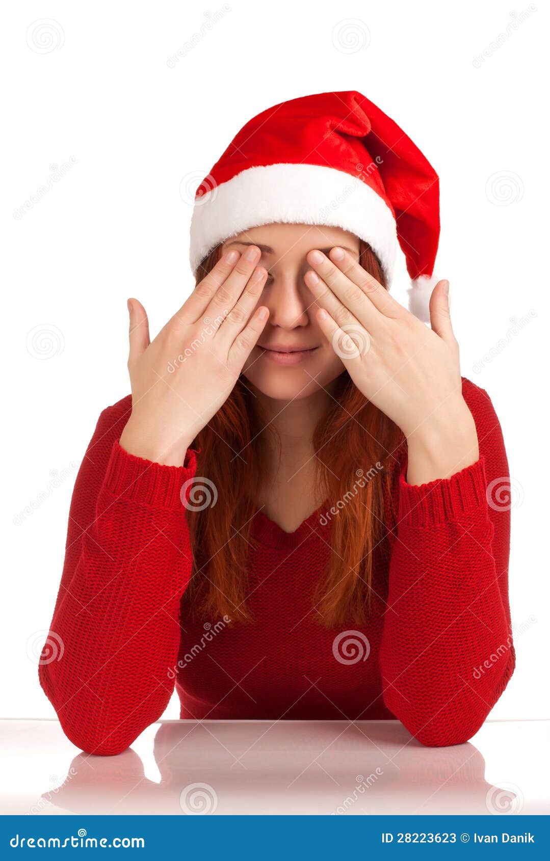 Jeune Femme Dans Le Chapeau De Santa Image Stock Image Du Neuf