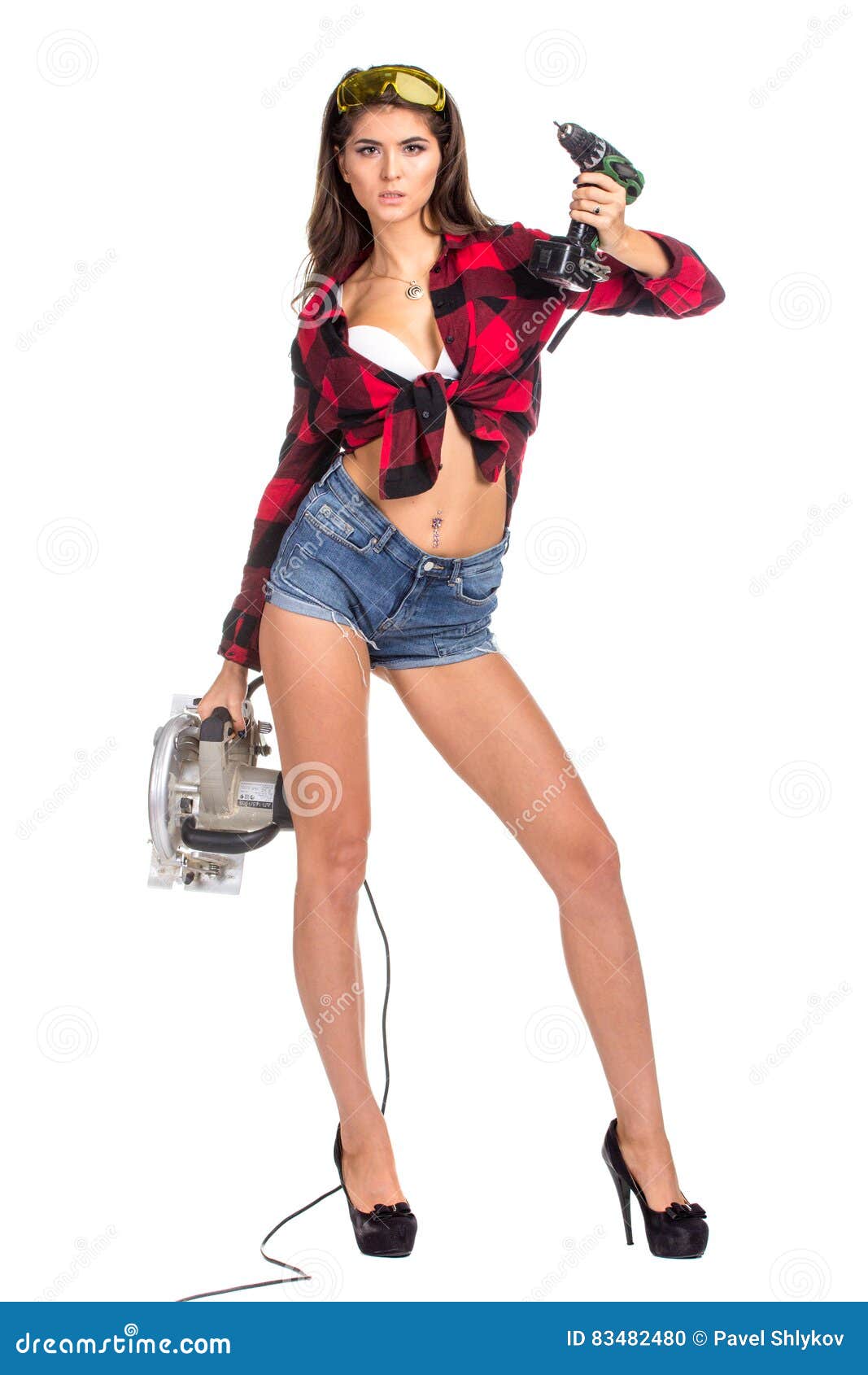 Jeune Femme Sexy De Constructeur De Brune Photo Stock Image Du Dame