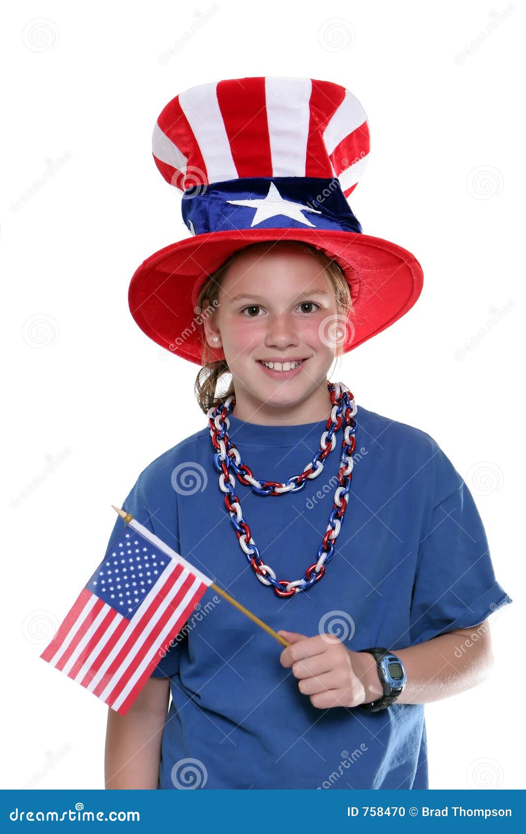 Jeune Fille Patriote Avec L'indicateur Photo stock - Image du drapeau ...