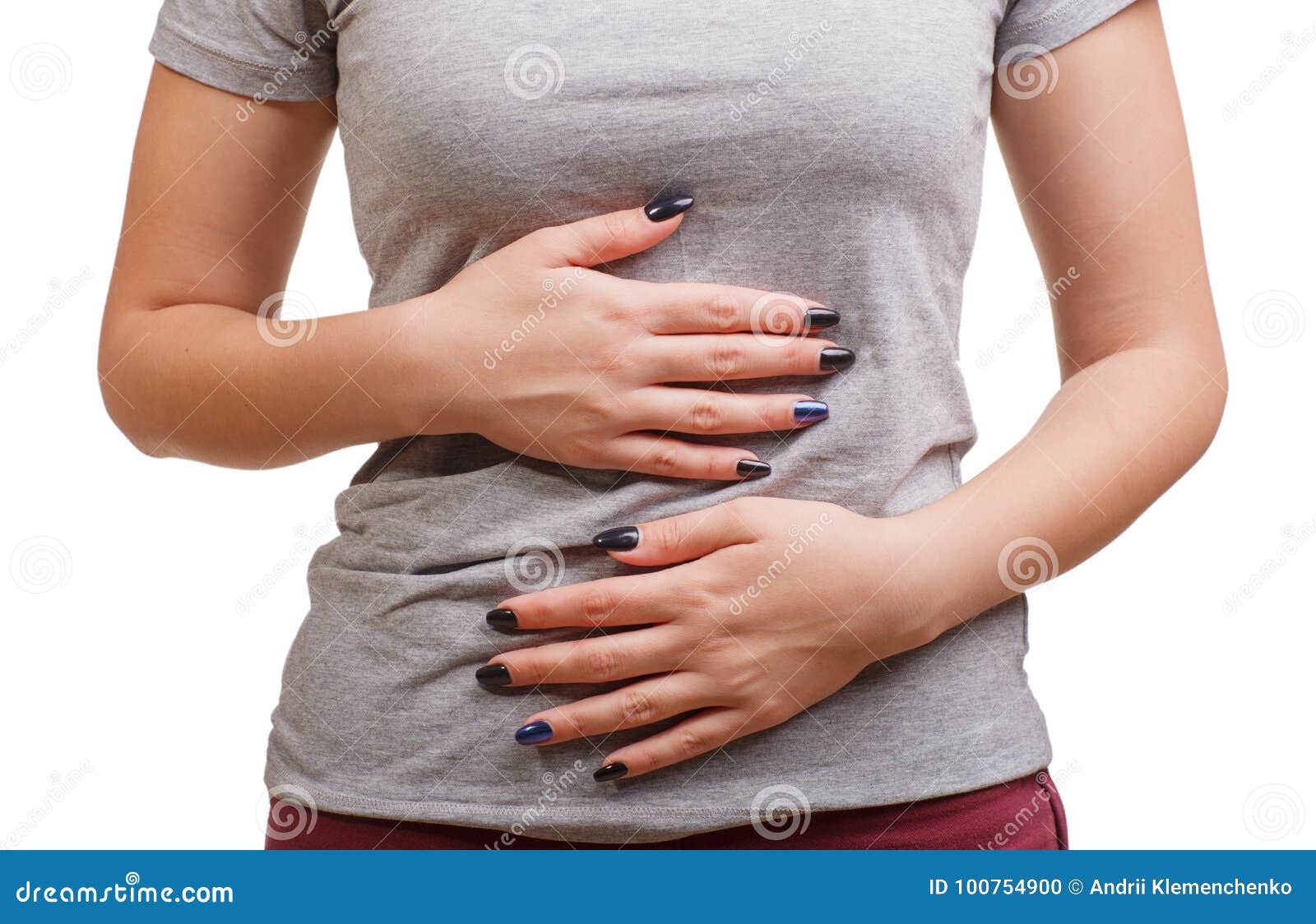 Jeune Fille Triste Avec Douleur De Corps Disolement Sur Un Fond Blanc