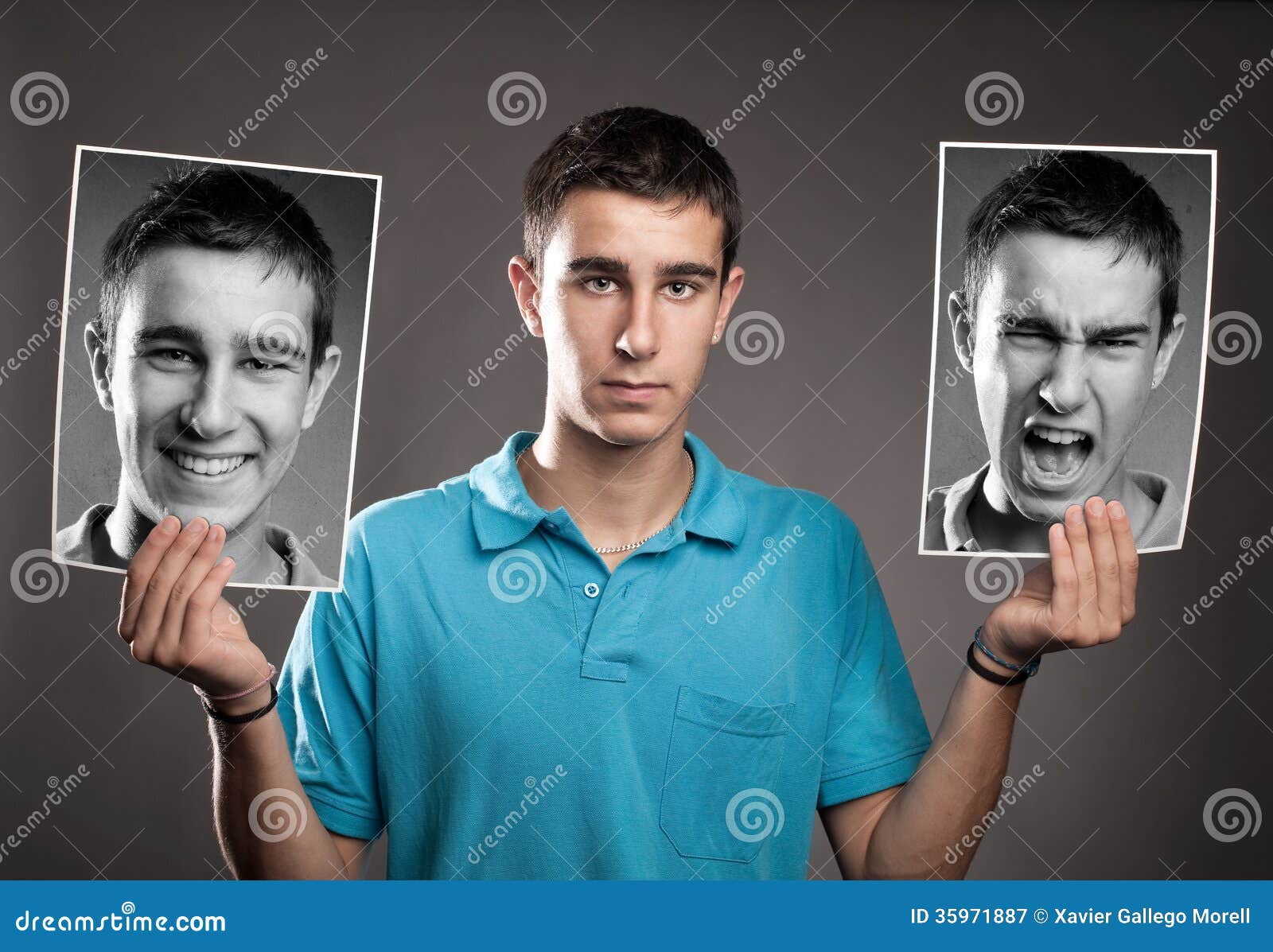 Jeune Homme Avec Deux Visages Image stock - Image du caractères ...