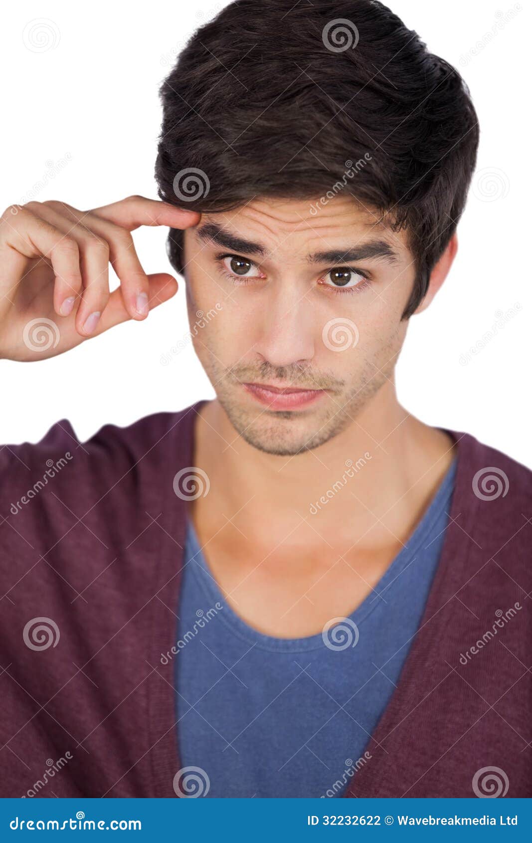 Jeune Homme Avec La Main Sur Le Front Photo stock - Image du colère ...