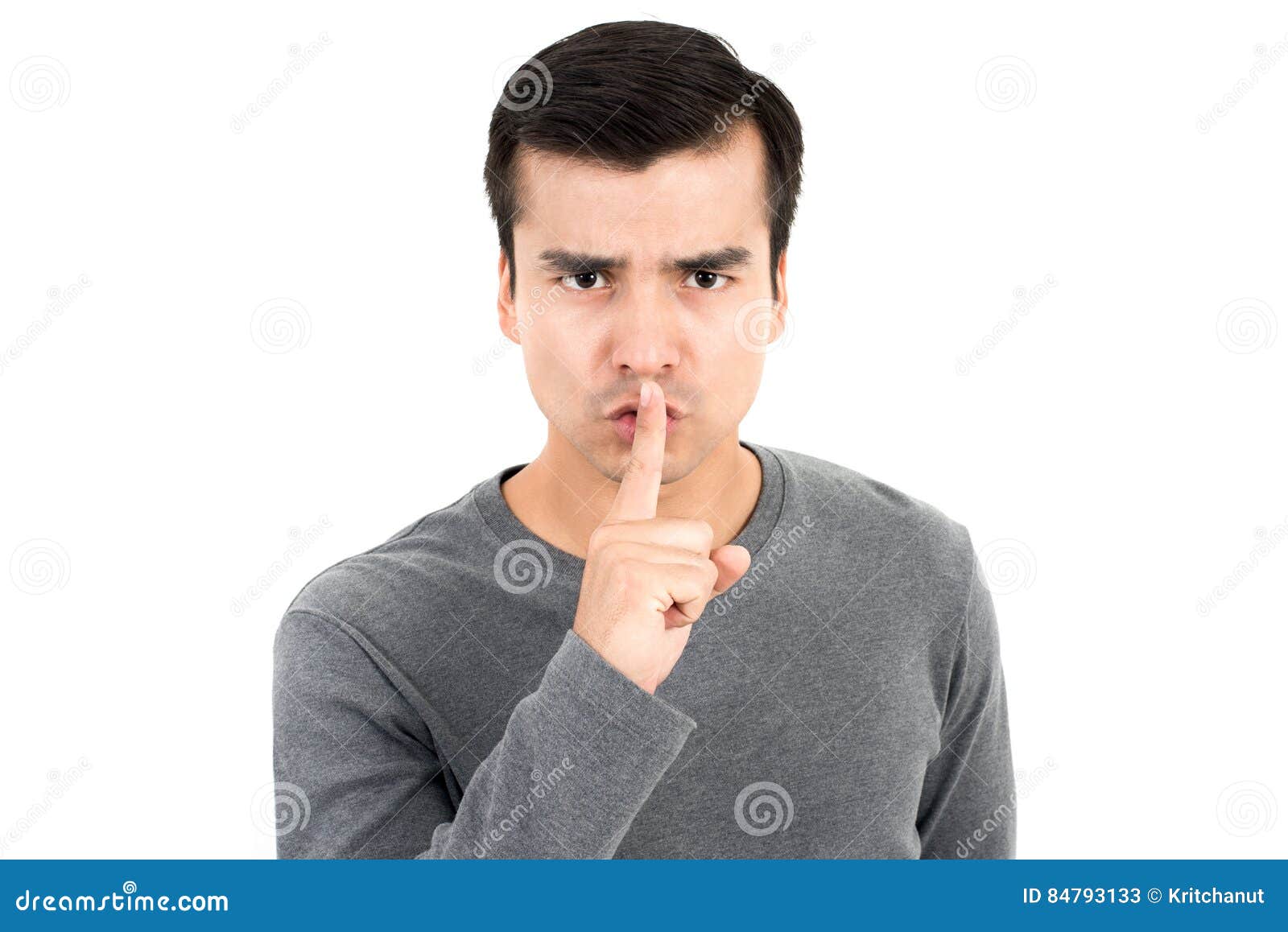 Jeune Homme Faisant Le Geste De Silence Chut Image stock - Image du ...