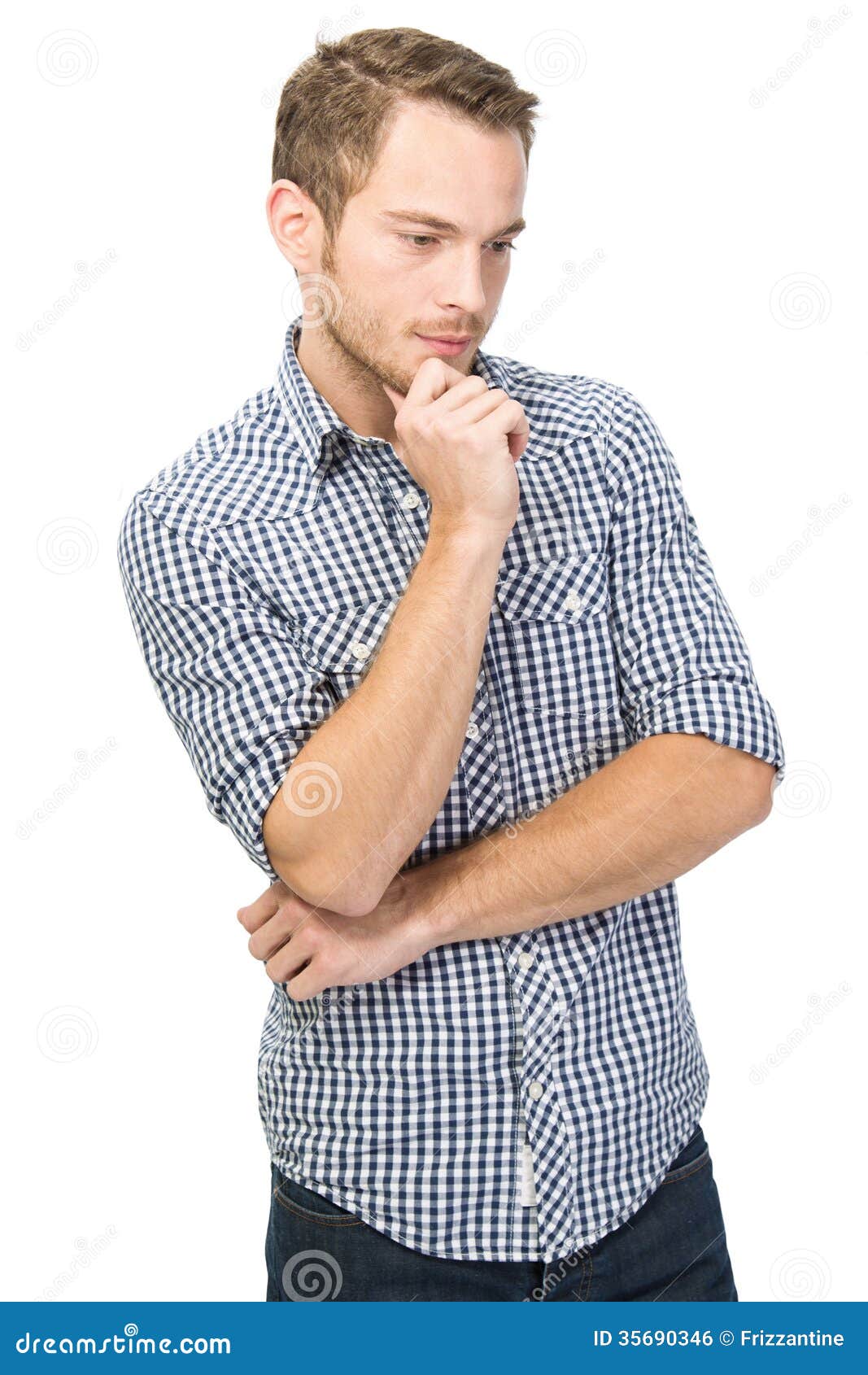 Jeune homme perplexe photo stock. Image du effondrement - 35690346