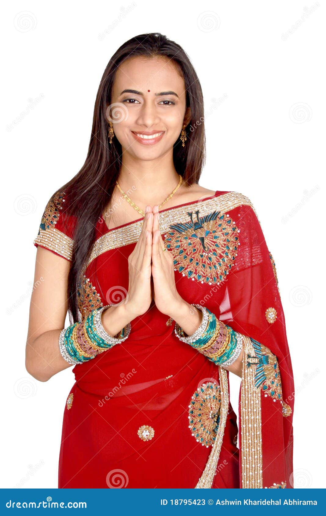 Jeune Indien Dans Une Pose De Namaste (salutation). Image stock - Image ...