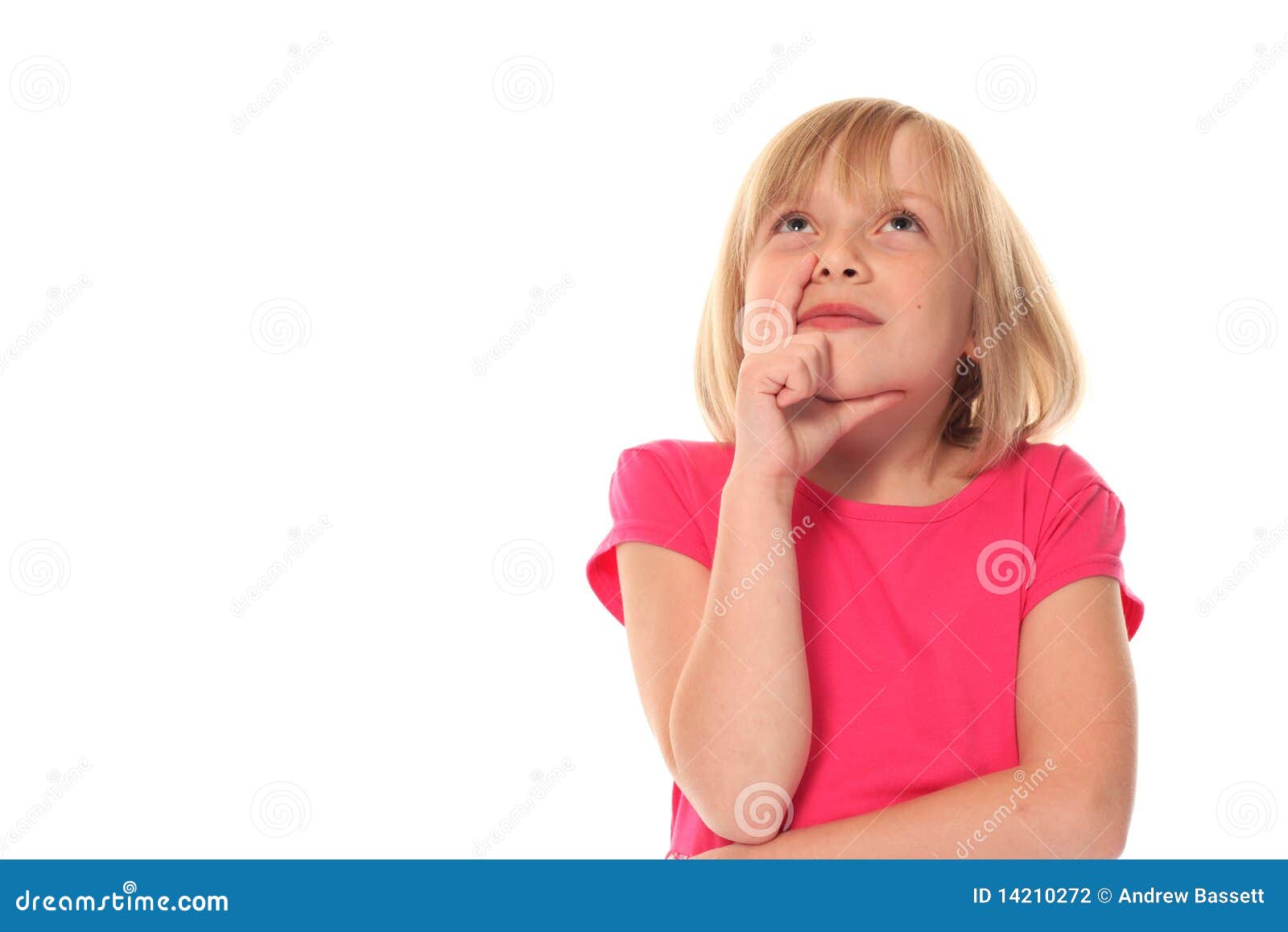 Jeune Penser De Petite Fille Photo stock - Image du blanc, fille: 14210272