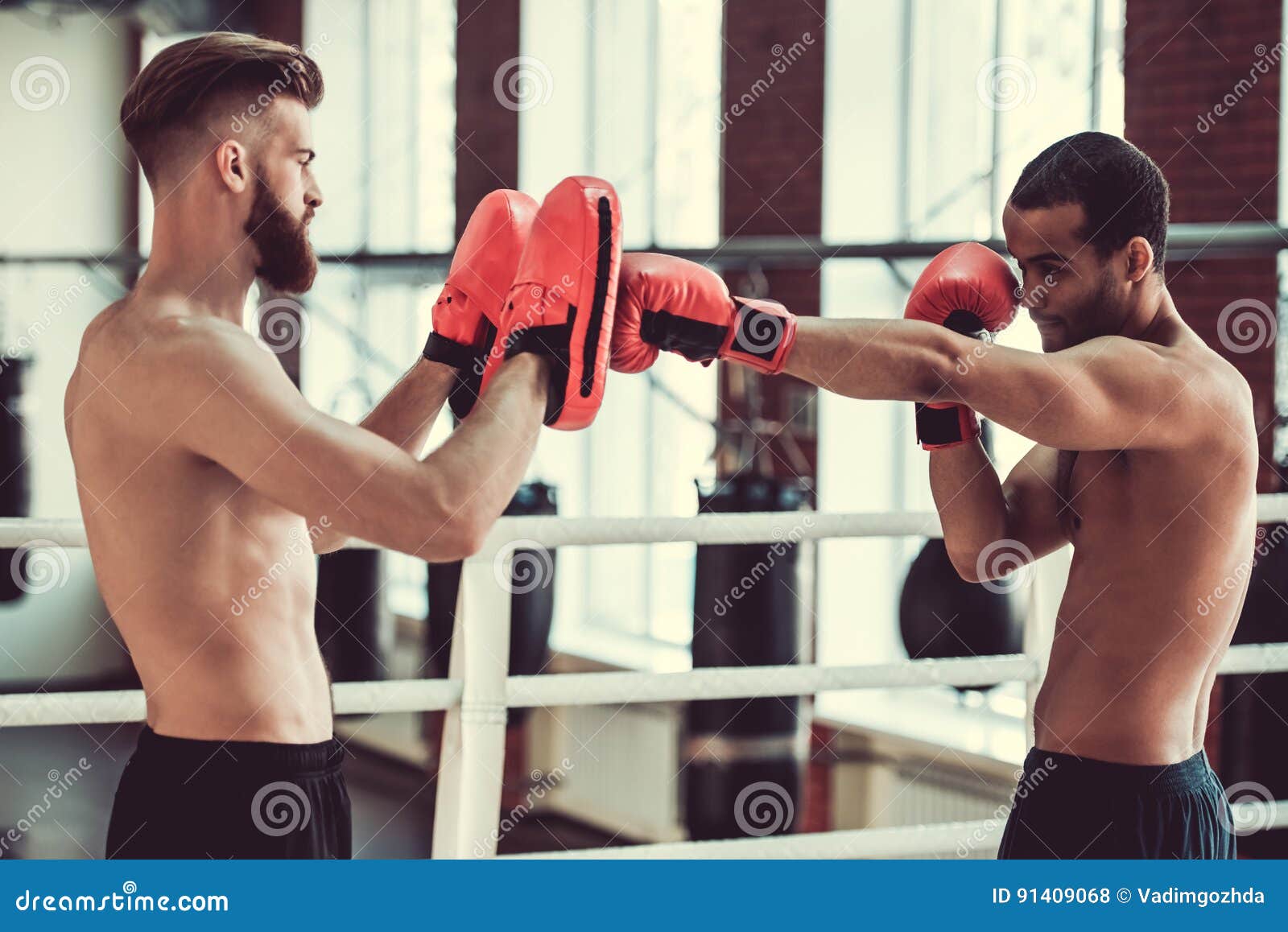 Jeunes boxeurs beaux photo stock. Image du aptitude, club - 91409068