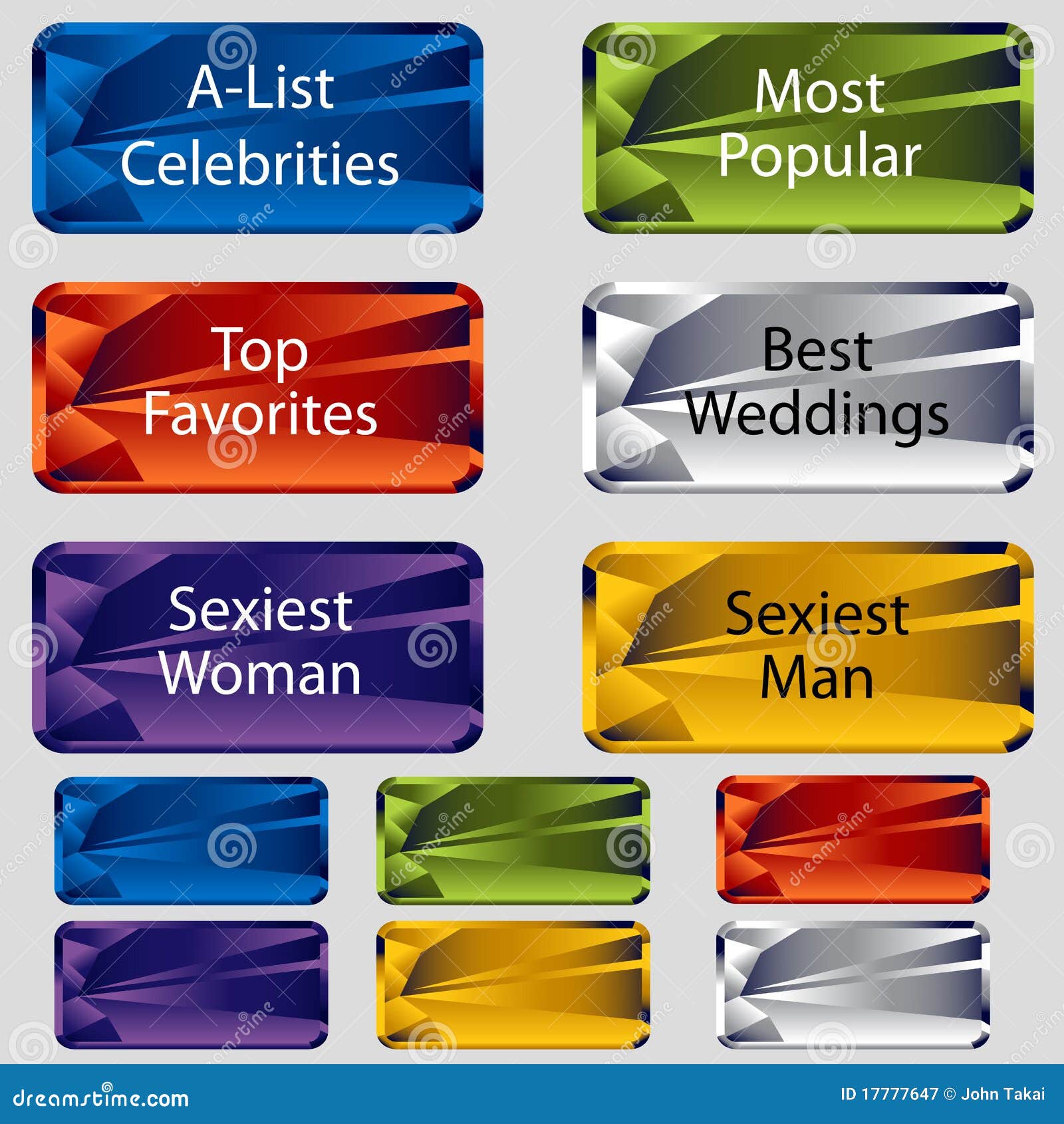 Stone Buttons, Menu Selection Pointers, Setting Interface Elements Comic Cartoon Style Isolated ...