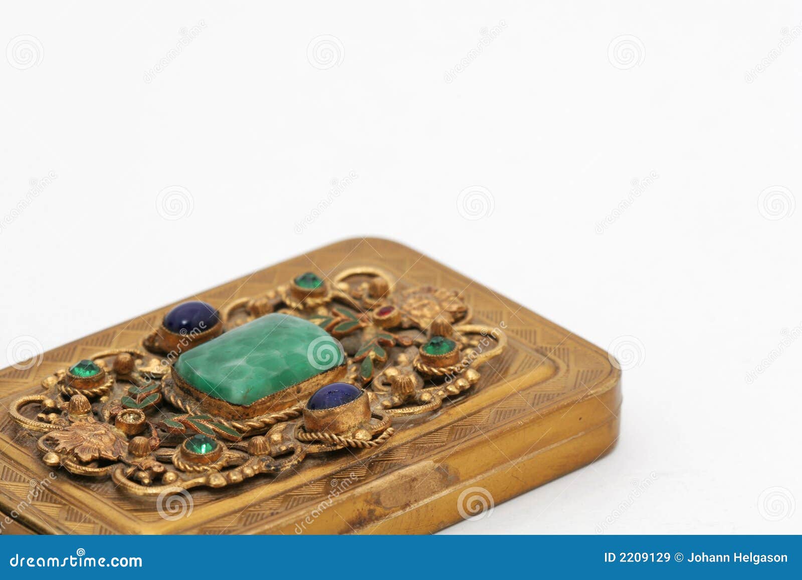 Jeweled box stock image. Image of brass, emerald, vintage - 2209129