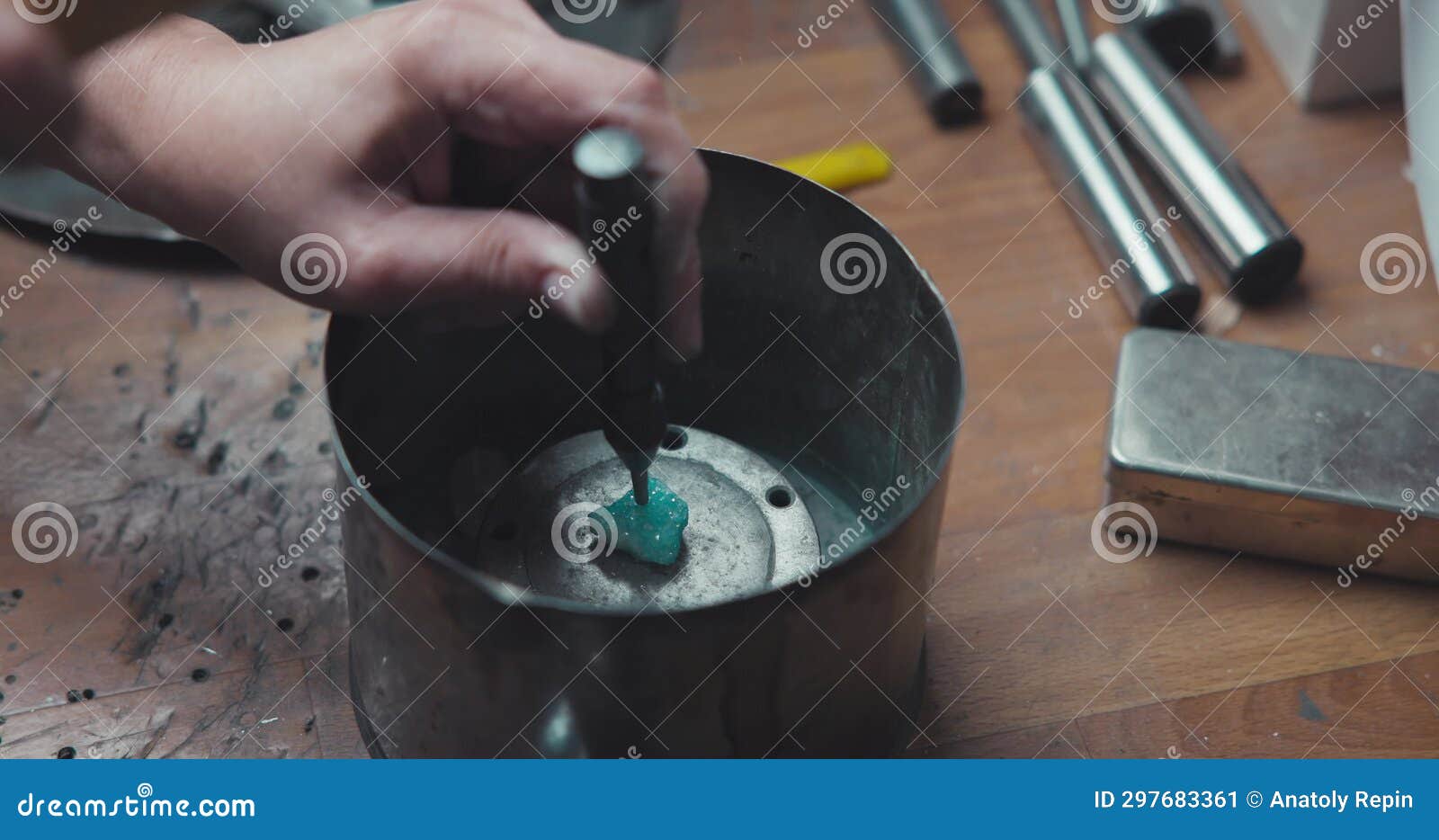 Jeweler Breaks Blue Quartz Gem Using a Hammer and Chisel Stock Video ...