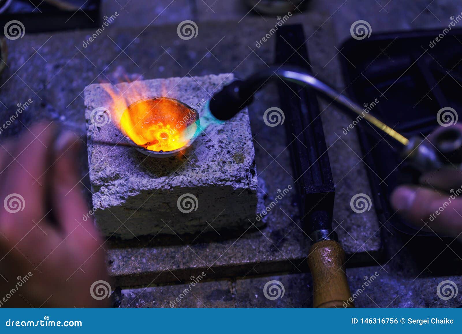 Jeweler Melts Gold in a Crucible Stock Photo - Image of gold, jewelry ...