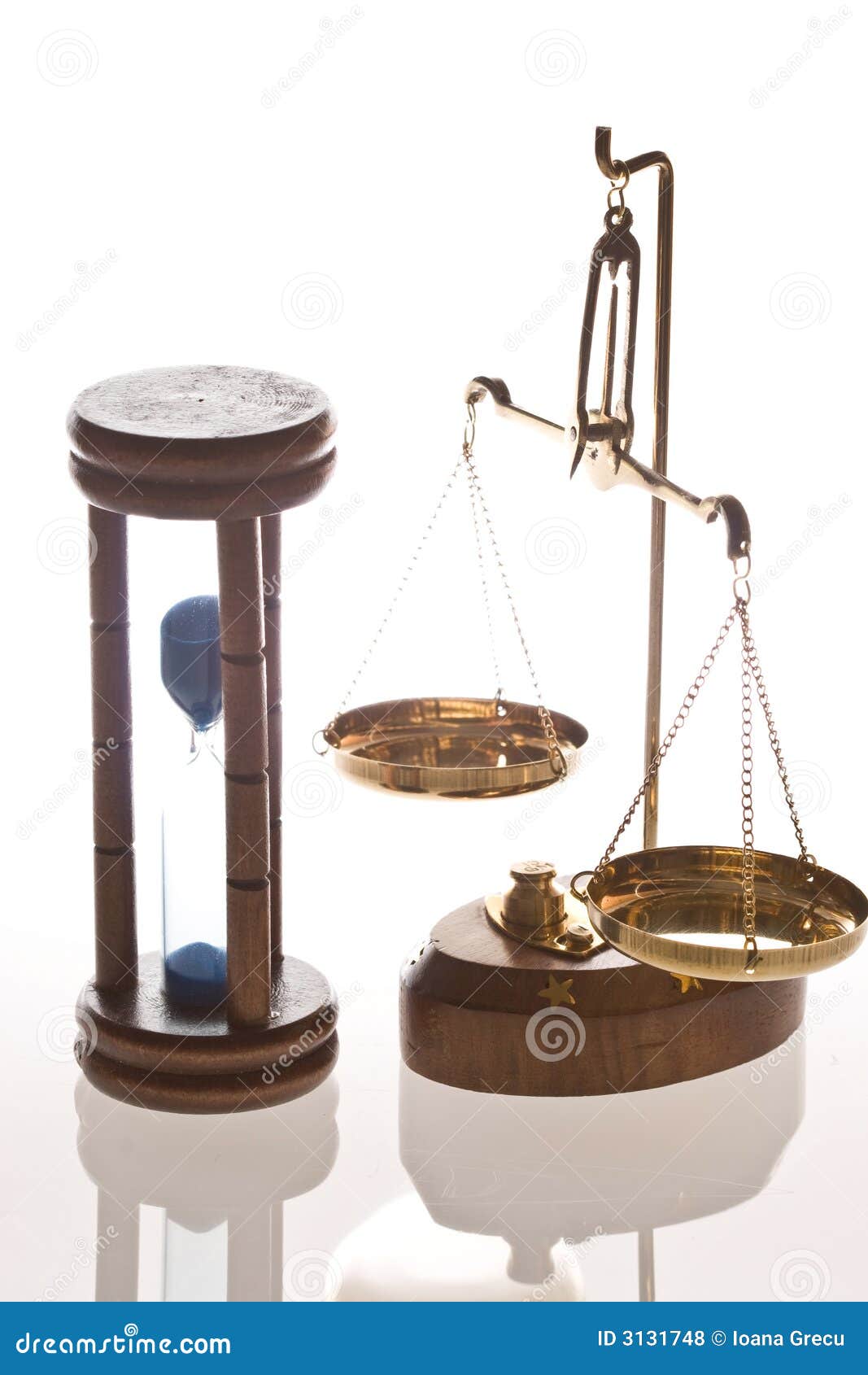 Jeweler Scale and Hourglass Stock Photo - Image of balanced, time: 3131748