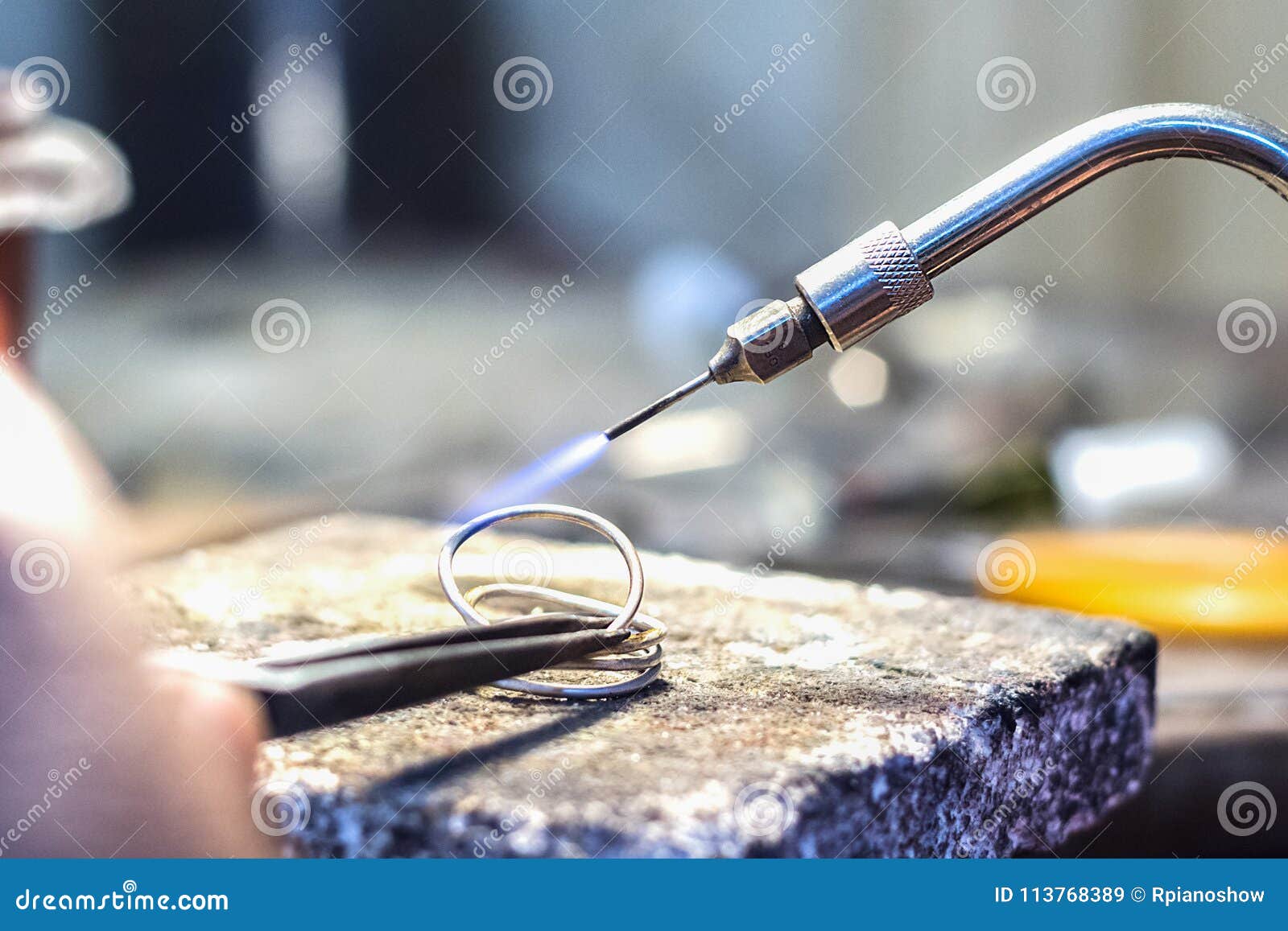Jeweler Using a Gas - Oxygen Welding Torch. Stock Image - Image of ...