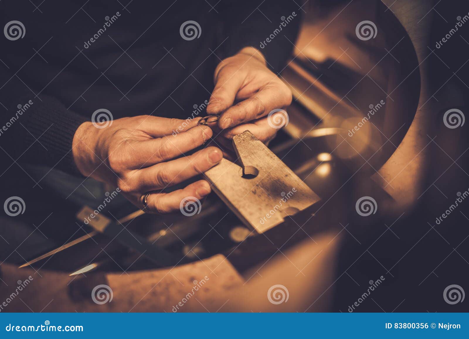Jeweler at Work in Jewelery Workshop Stock Photo - Image of making ...