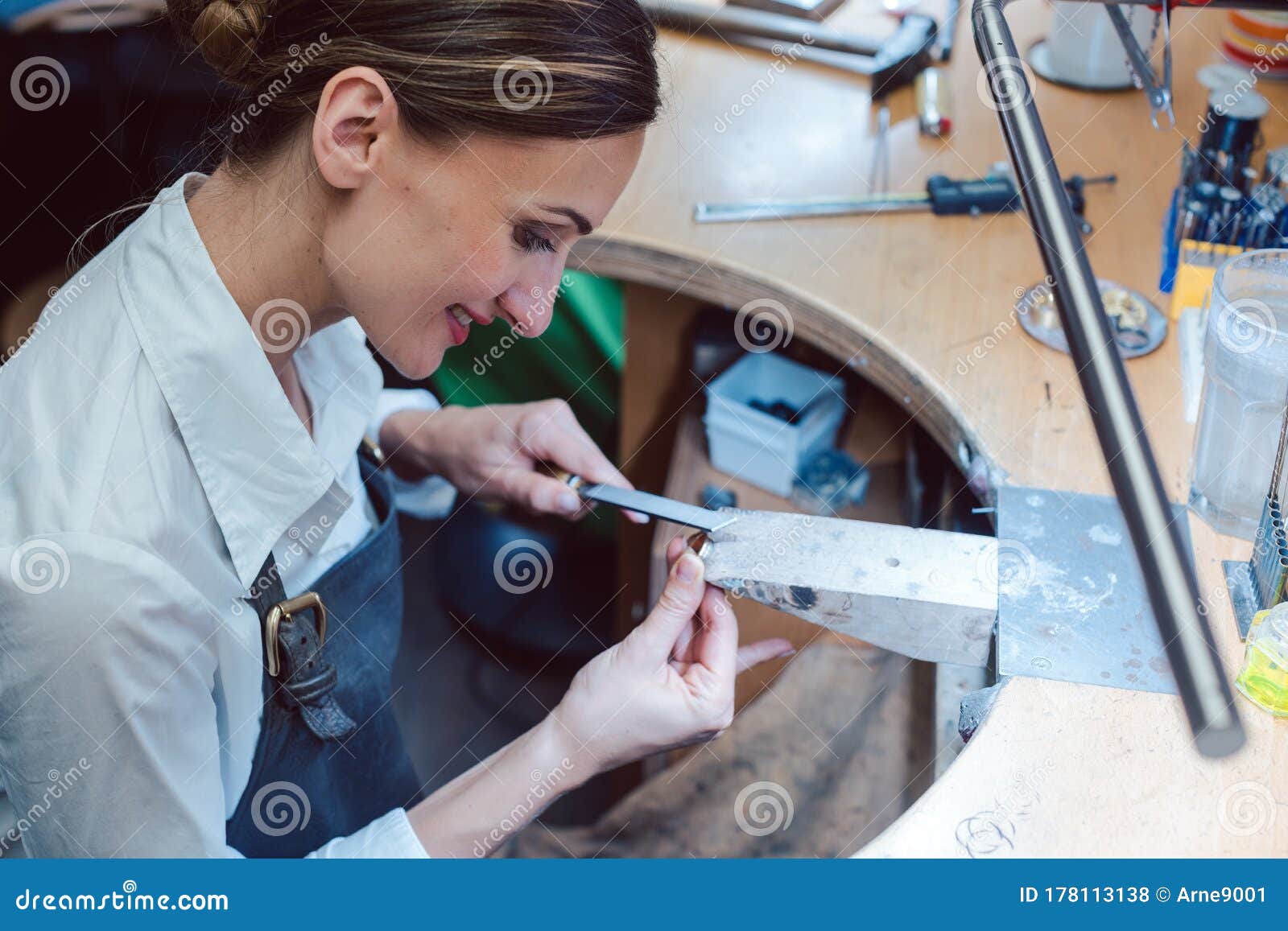 Jeweler Working with Tools on a Piece of Jewelry Stock Photo - Image of ...