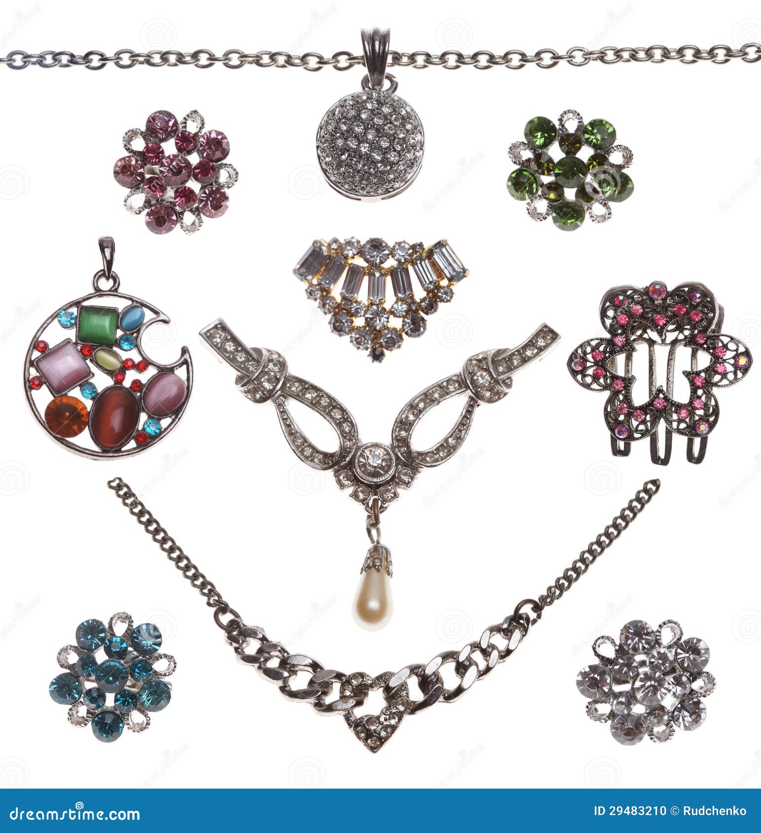 Jewelery Bijouterie Isolated of White Stock Photo - Image of pearl ...