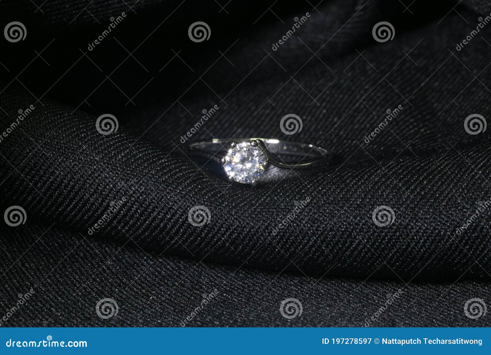 Jewellery Diamond Ring on a Black Background Stock Image - Image of ...