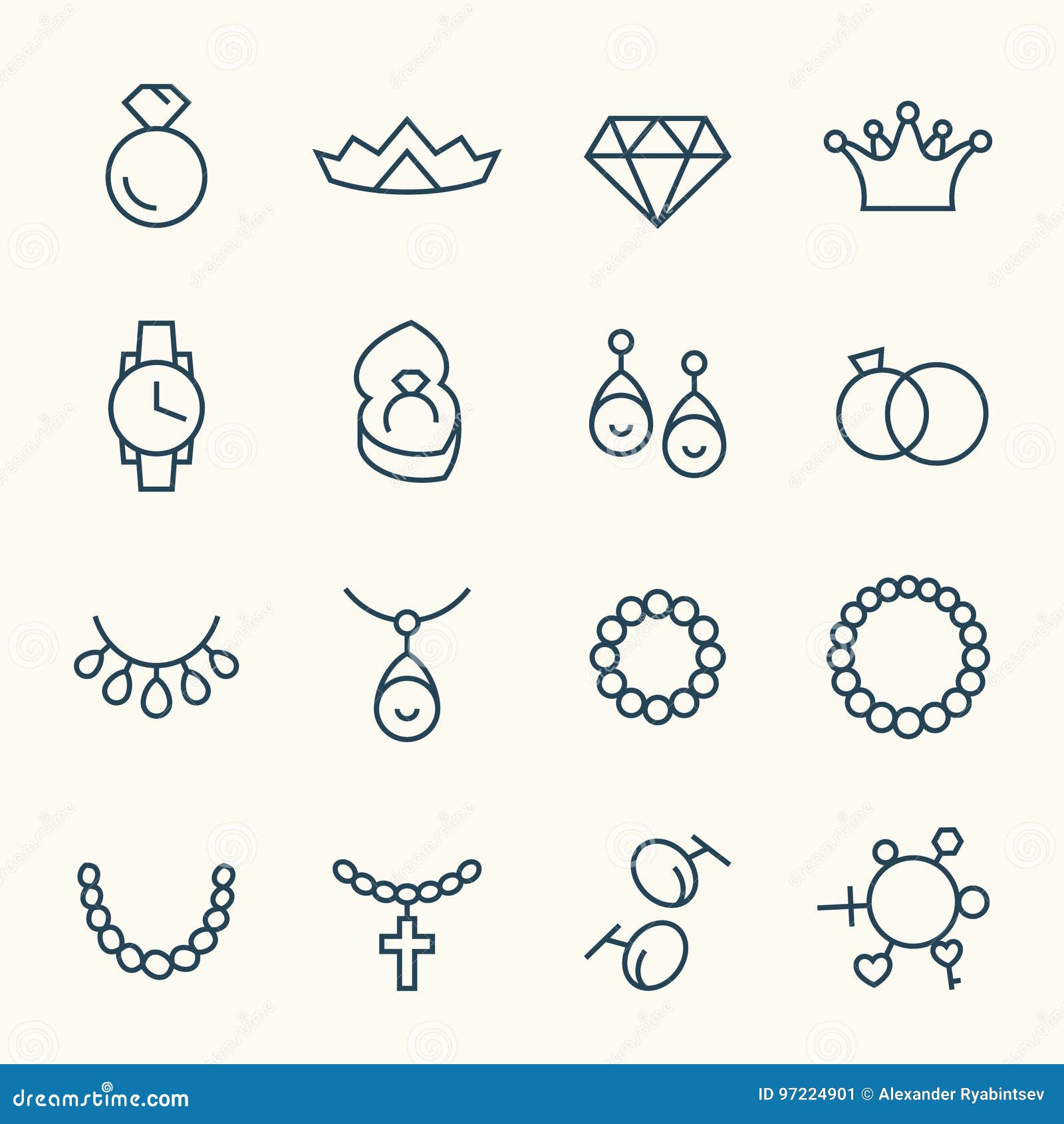 Jewellery icons stock vector. Illustration of jewel, business - 97224901