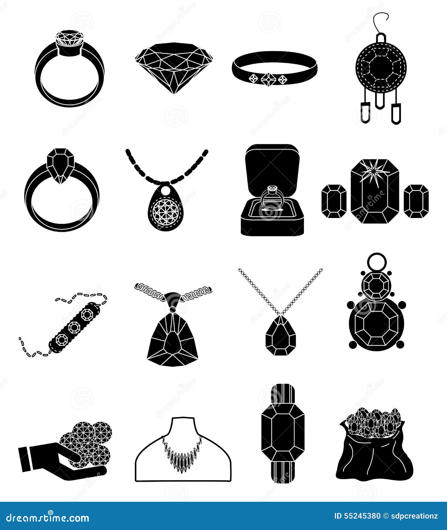 Jewellery icons set stock vector. Illustration of fashion - 55245380