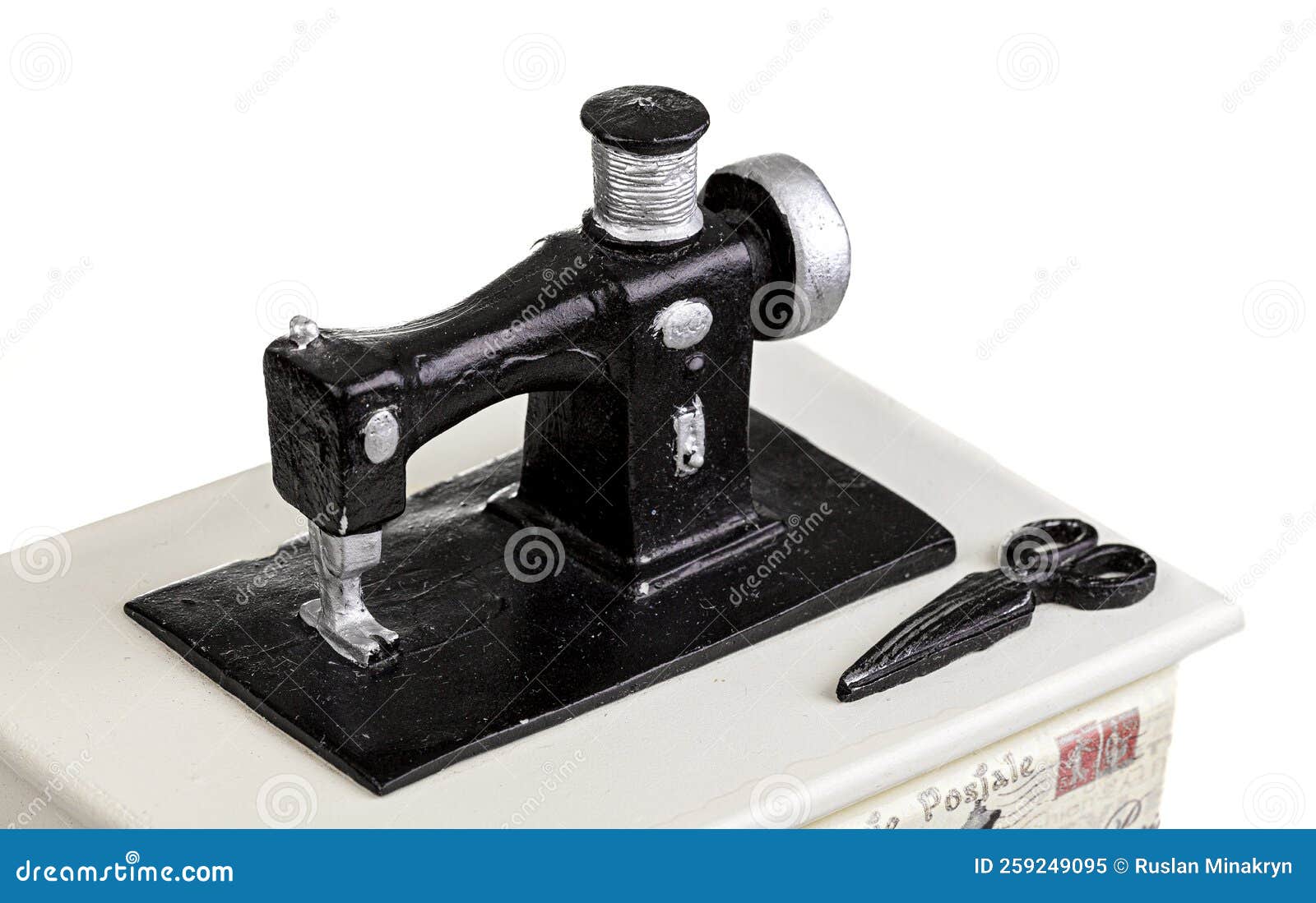 Jewelry Box with Decorative Sewing Machine on a White Background Stock ...
