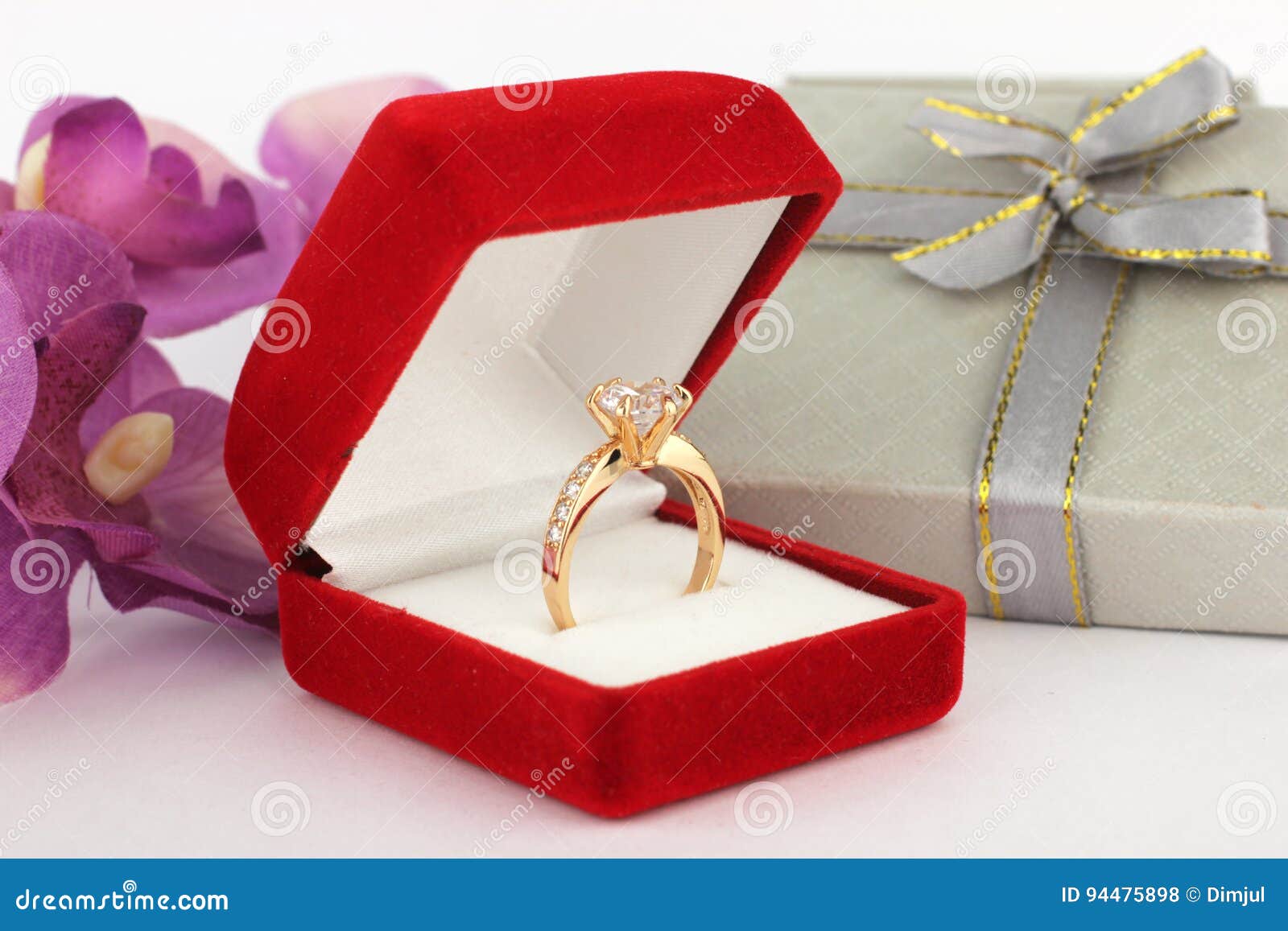 Jewelry Box with Ring, Flower Background Stock Photo - Image of ring ...
